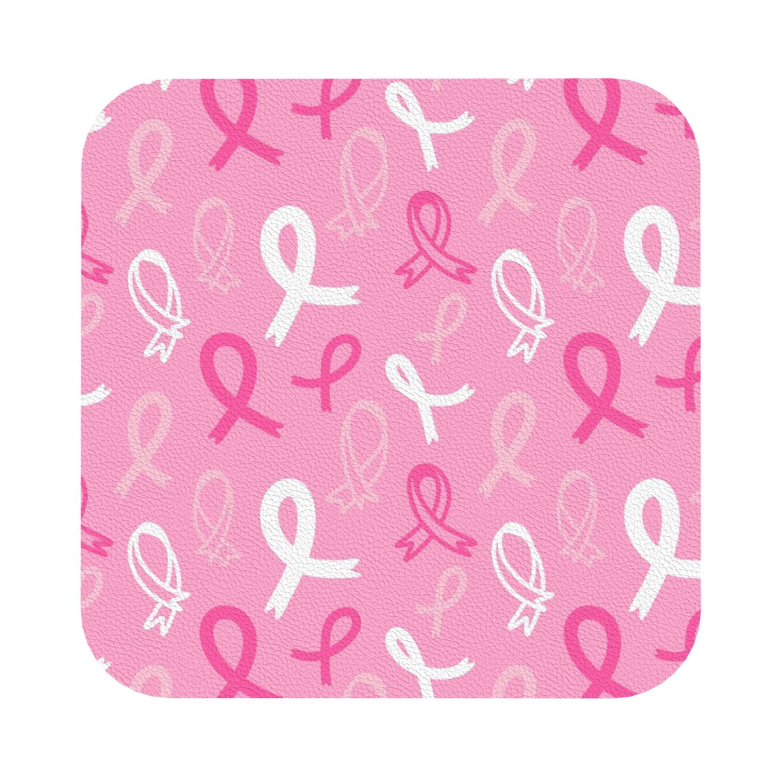 Balery 6 Pcs Breast Cancer Awareness (3)Leather Coasters Set, Drink ...