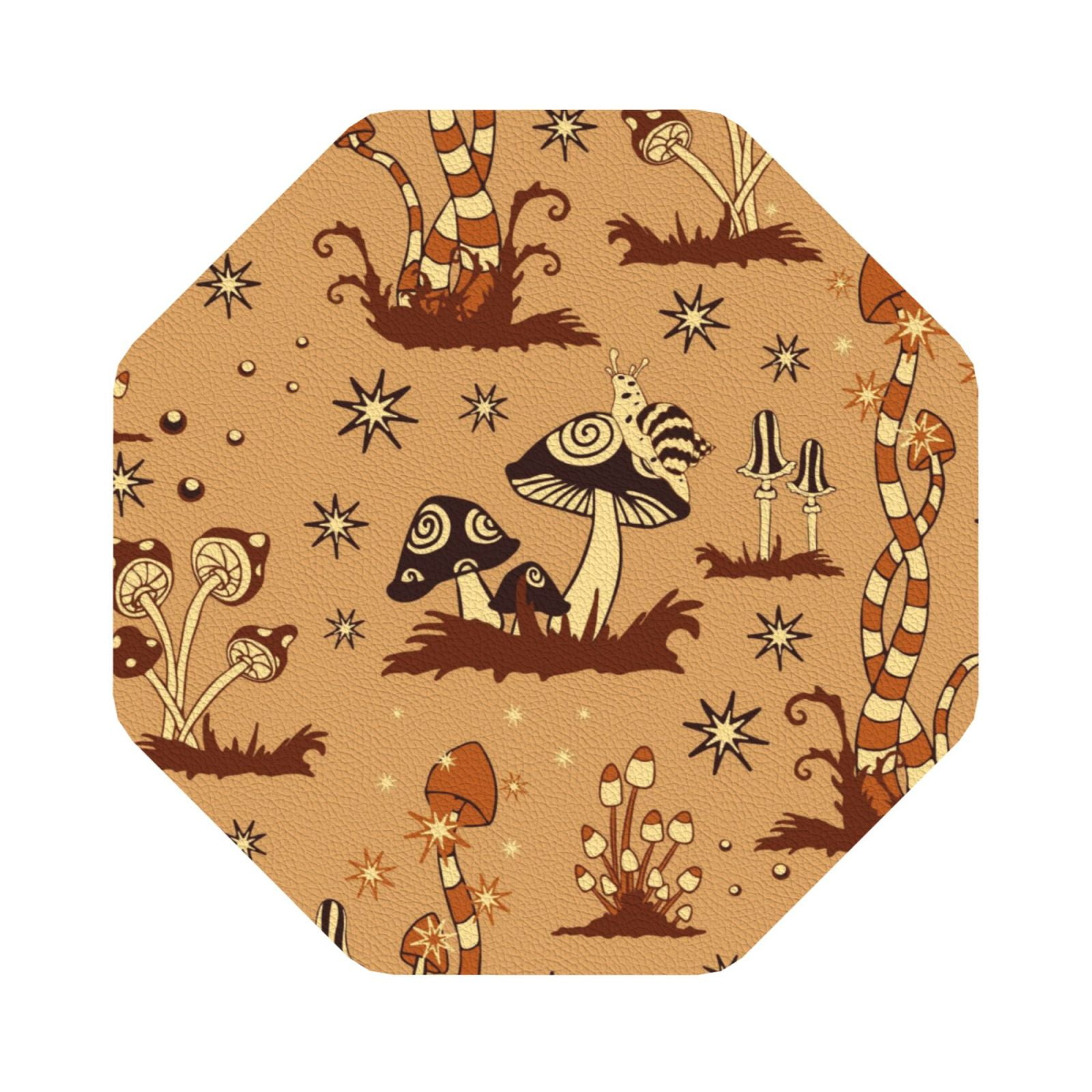 Balery 6 Pcs Brown Mushroomsleather Coasters Set, Drink Table Cup ...