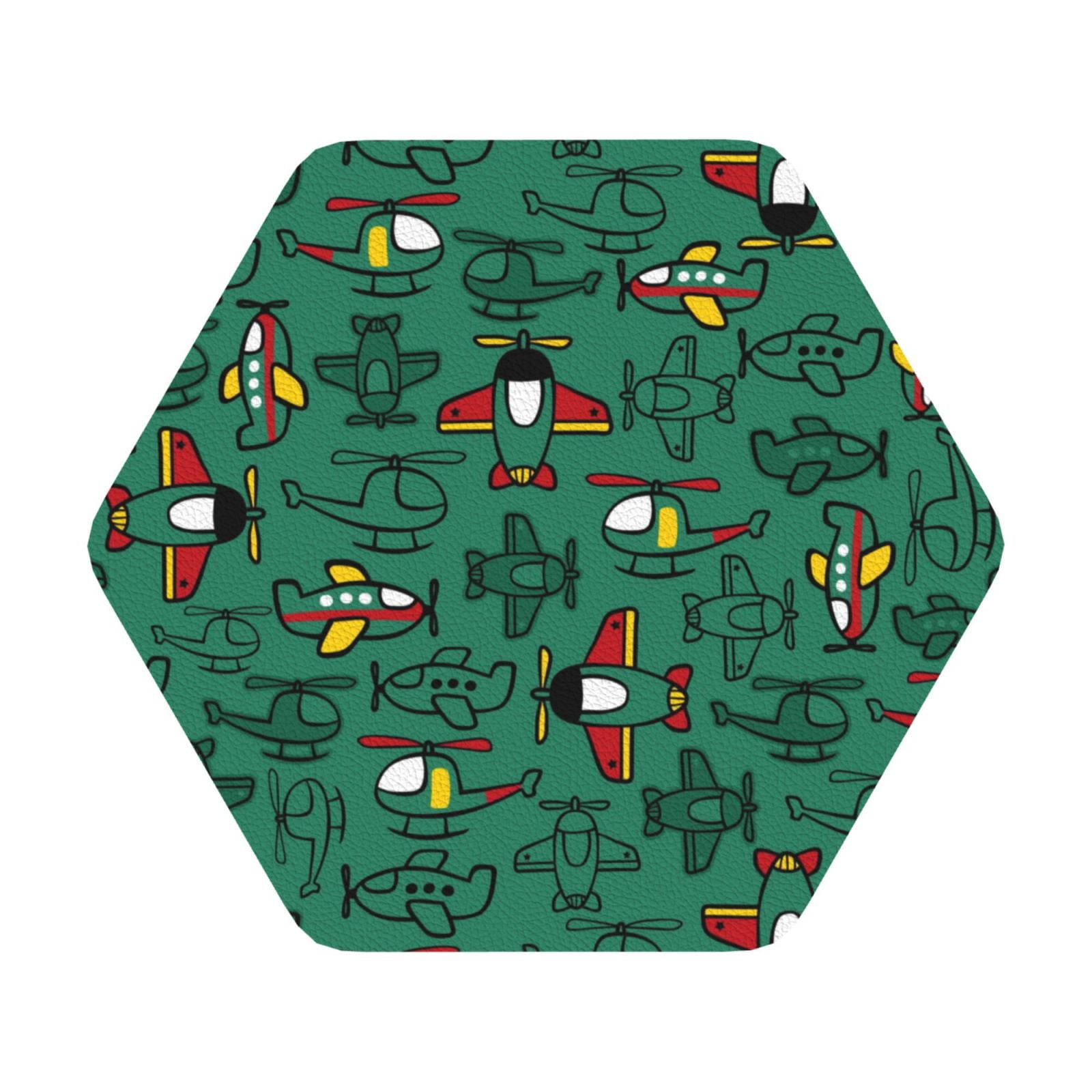 Balery 6 Pcs Cartoon Air Transportationleather Coasters Set, Drink ...