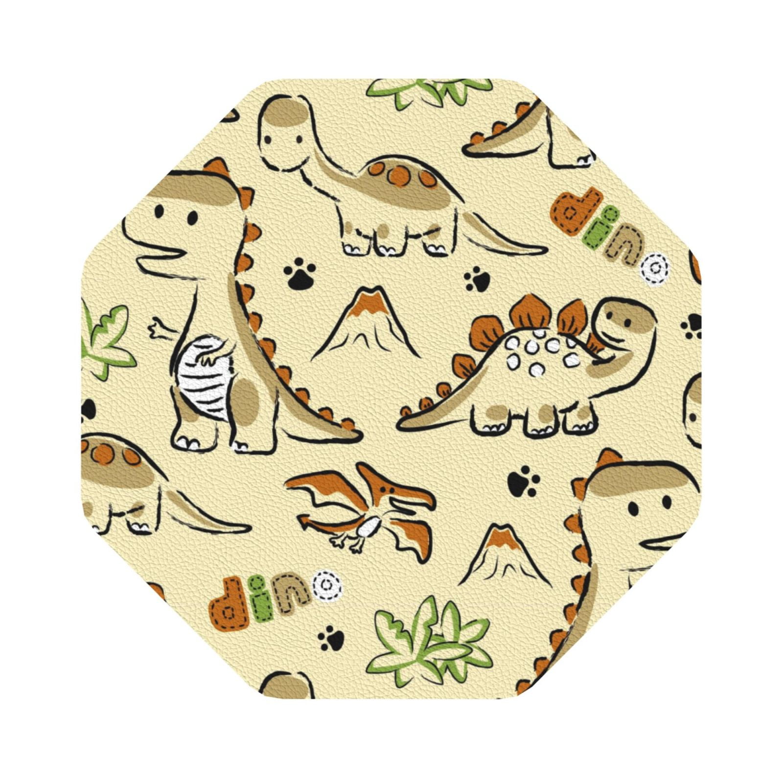Balery 6 Pcs Cartoon Dinosaursleather Coasters Set, Drink Table Cup ...
