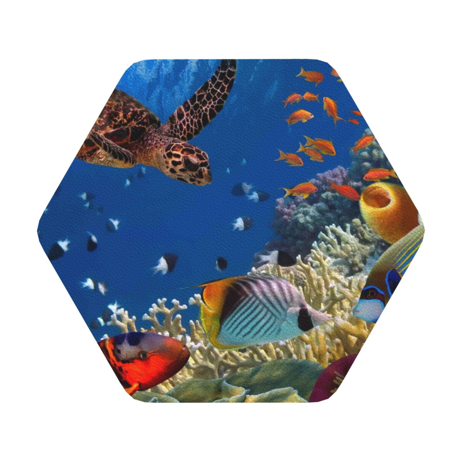 Balery 6 Pcs Colorful Coral Reefleather Coasters Set, Drink Table Cup ...