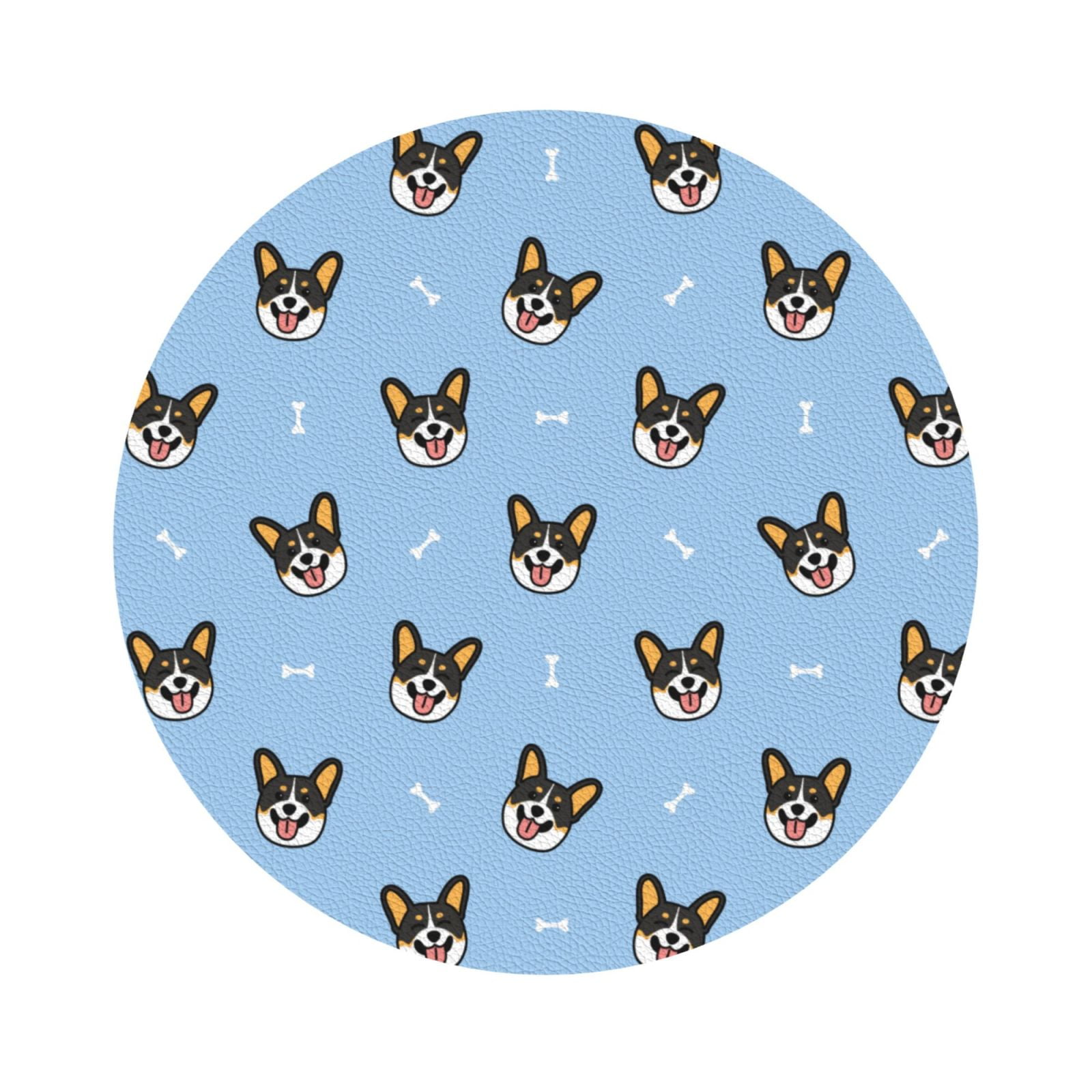 Balery 6 Pcs Corgi Dogleather Coasters Set, Drink Table Cup Coasters ...
