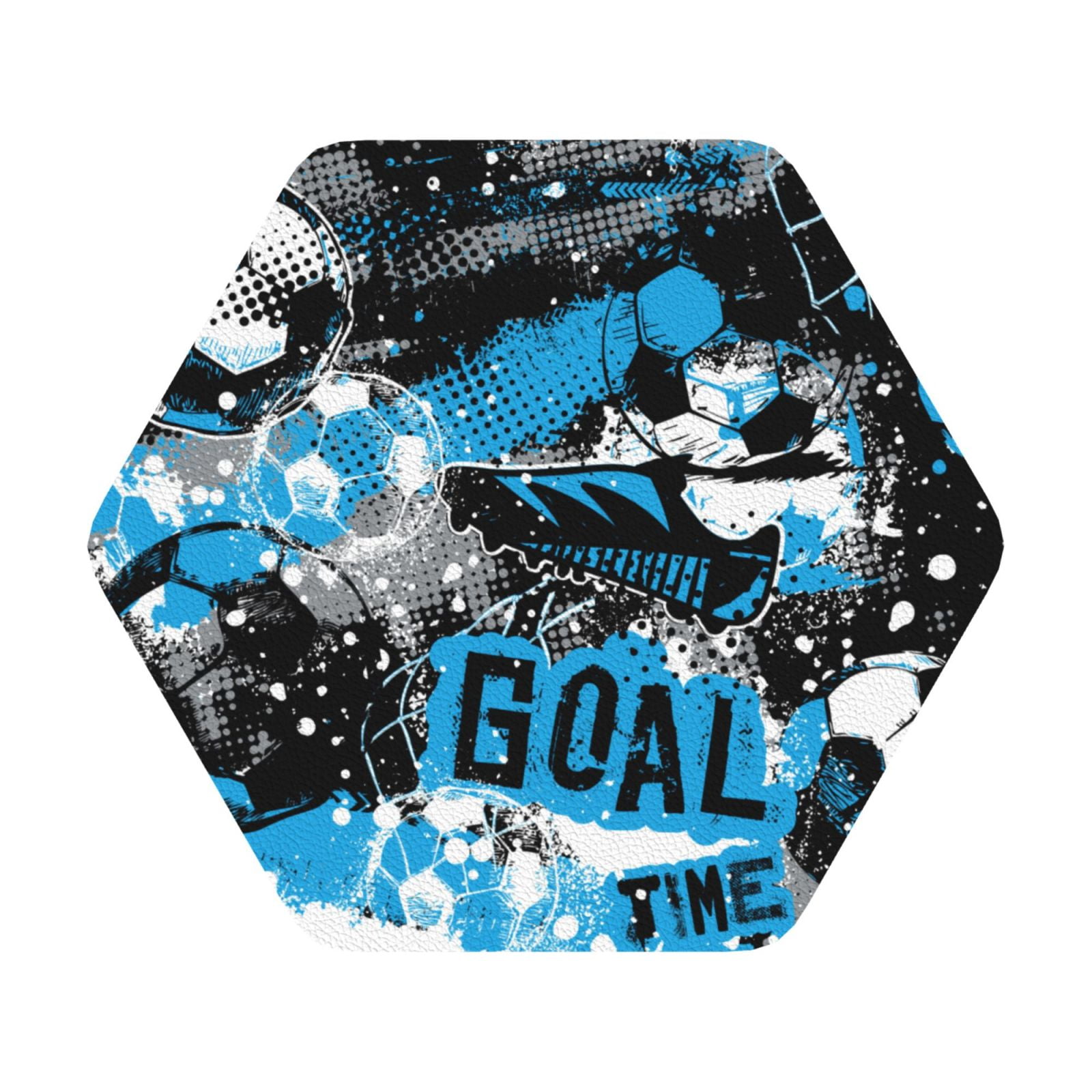 Balery 6 Pcs Football Timeleather Coasters Set, Drink Table Cup ...