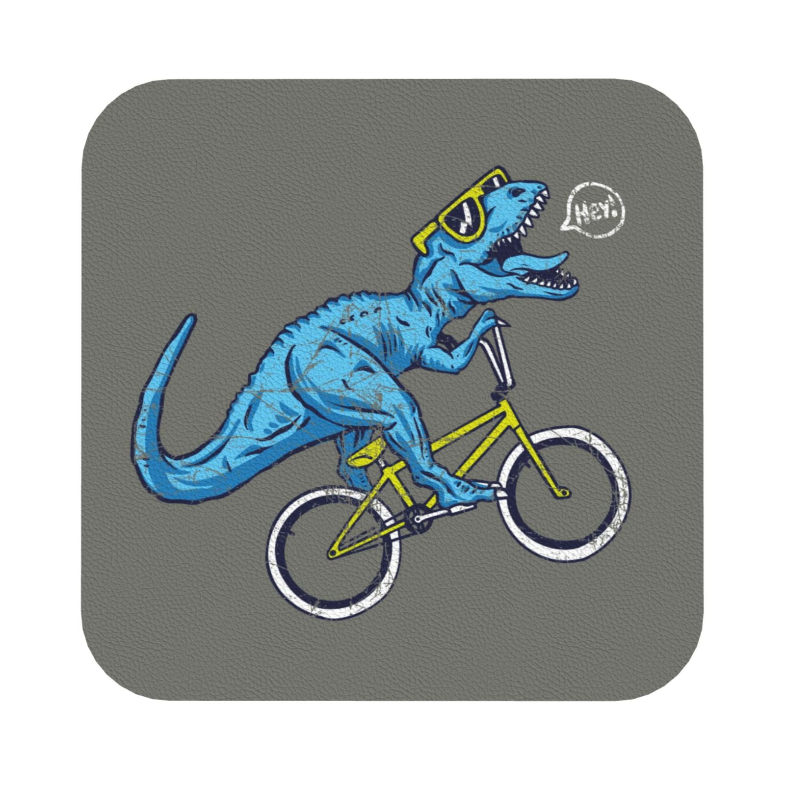 Balery 6 Pcs Fun Riding Dinosaurleather Coasters Set, Drink Table Cup ...