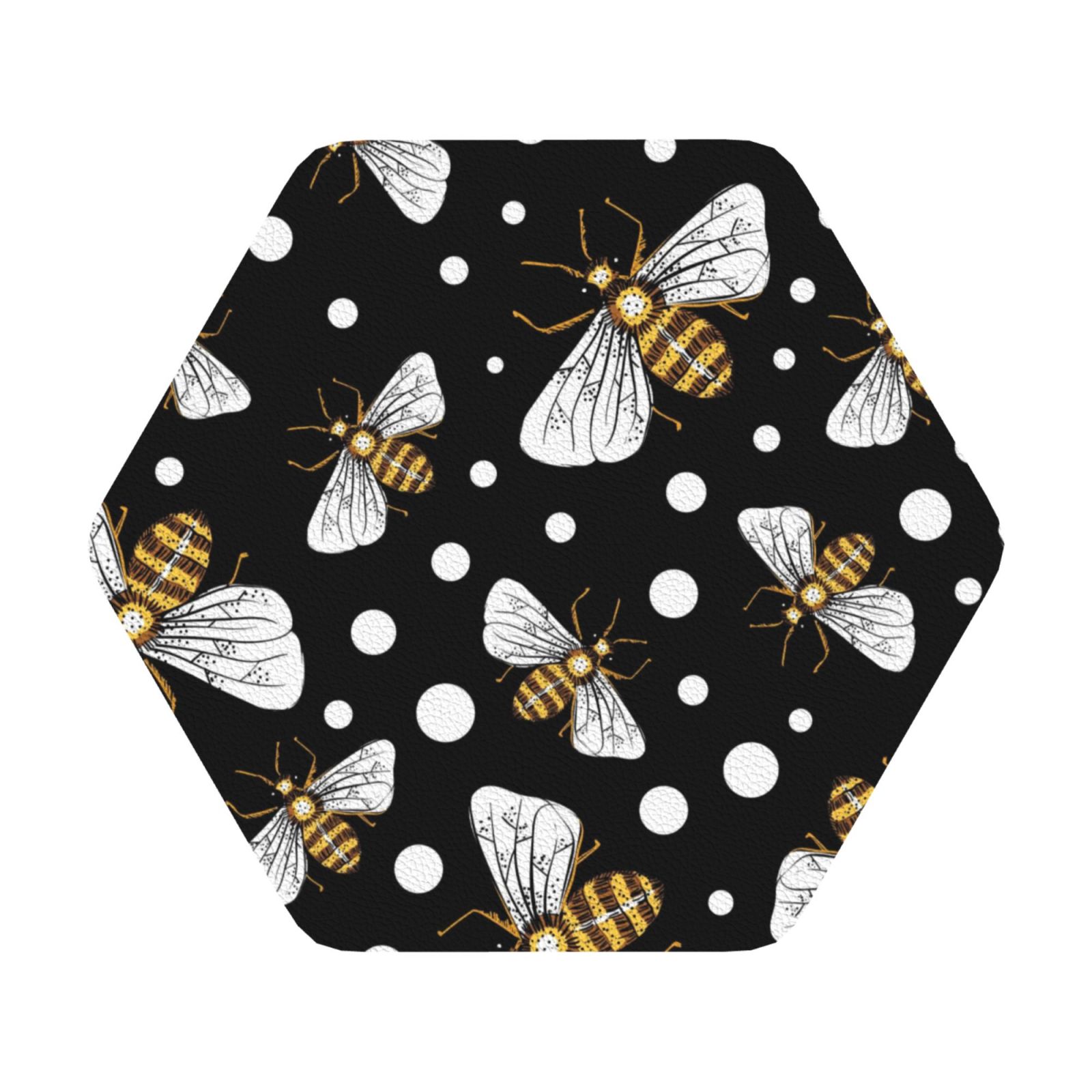 Balery 6 Pcs Honey Bees At Nightleather Coasters Set, Drink Table Cup ...