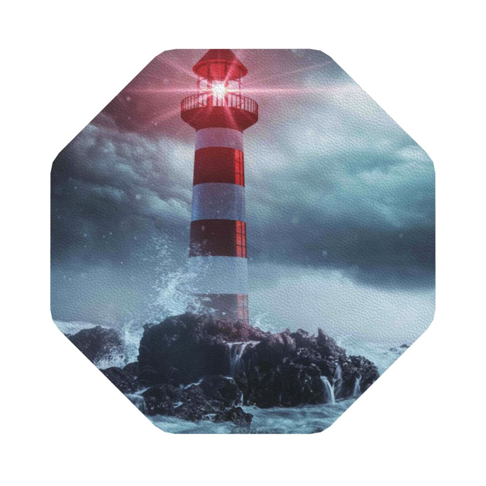 Balery 6 Pcs Lighthouse In A Stormy Sealeather Coasters Set, Drink ...