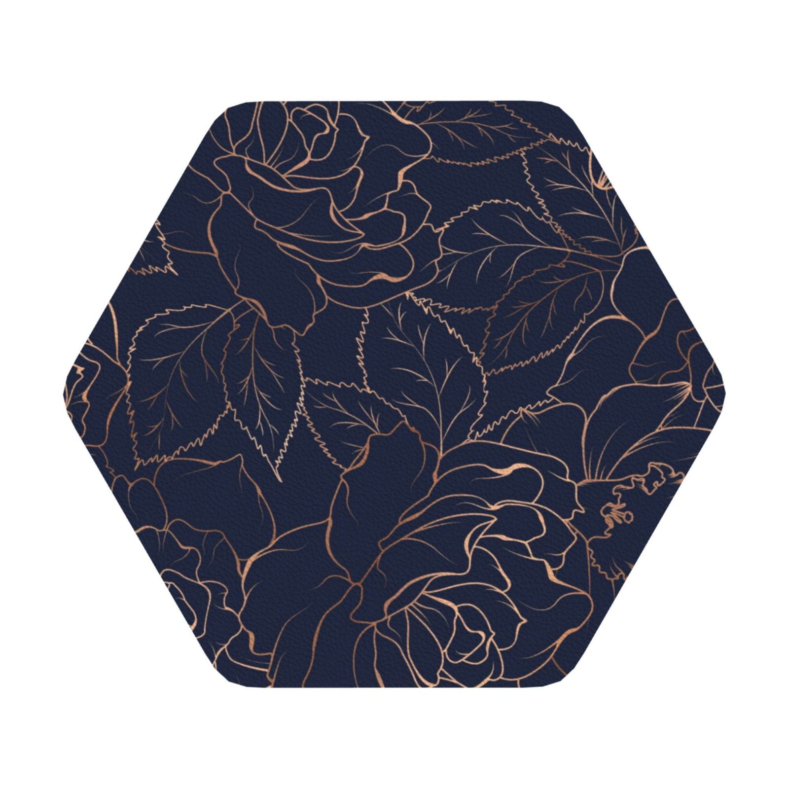 Balery 6 Pcs Navy Dark Blueleather Coasters Set, Drink Table Cup ...