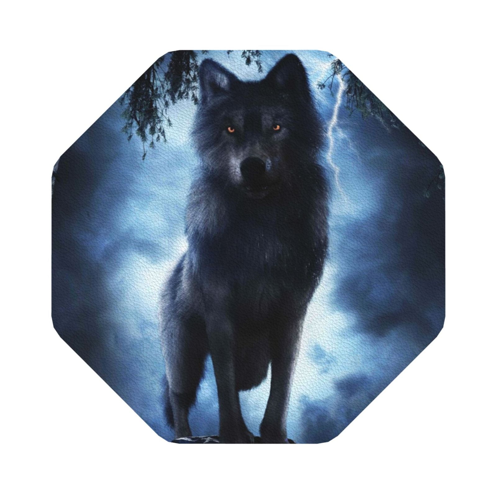 Balery 6 Pcs Night Scene Of Wolvesleather Coasters Set, Drink Table Cup ...
