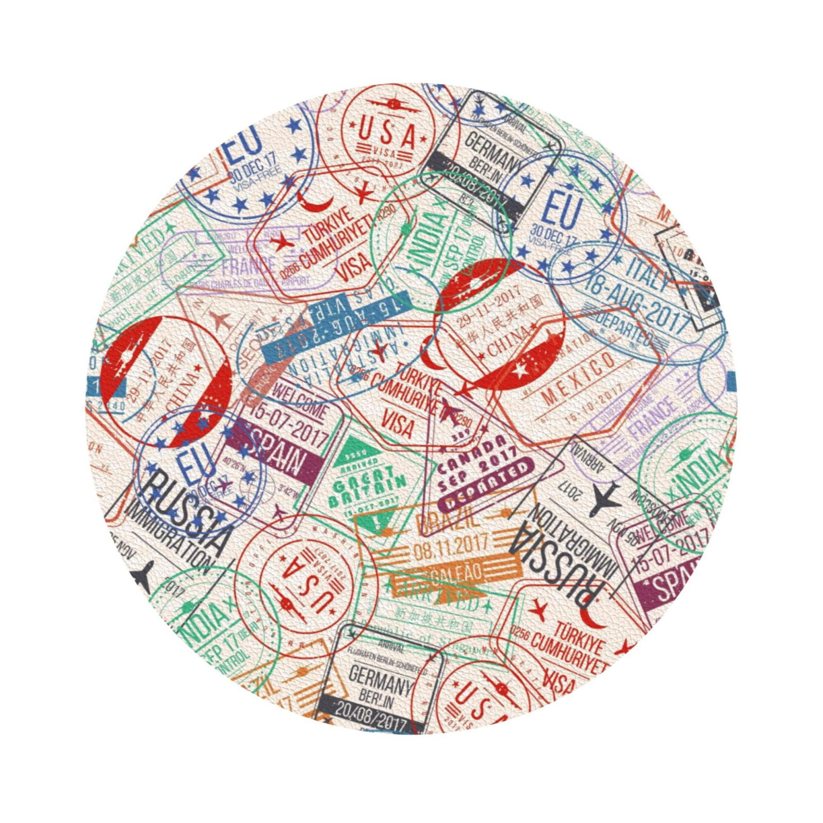 Balery 6 Pcs Passport Stampleather Coasters Set, Drink Table Cup ...