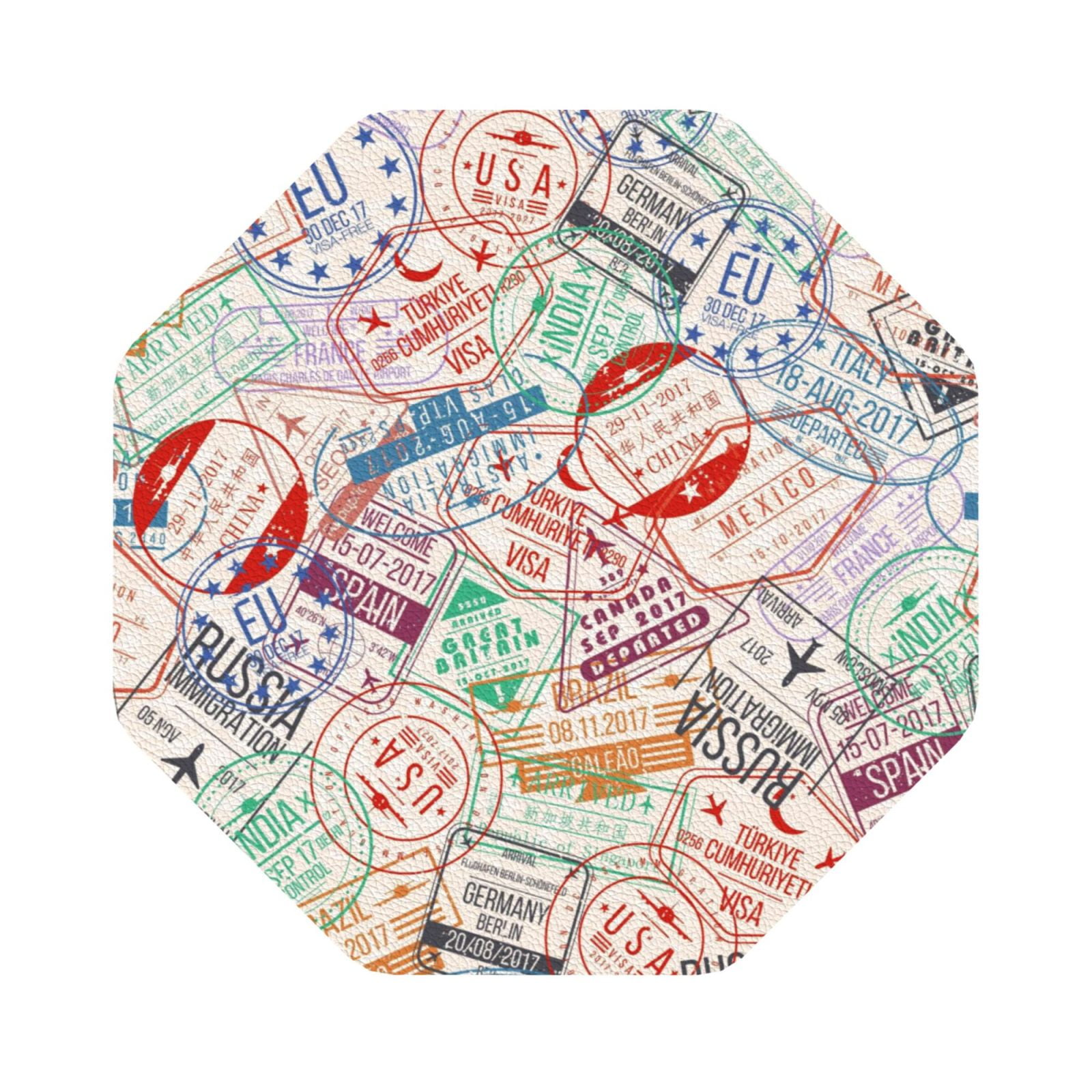 Balery 6 Pcs Passport Stampleather Coasters Set, Drink Table Cup ...