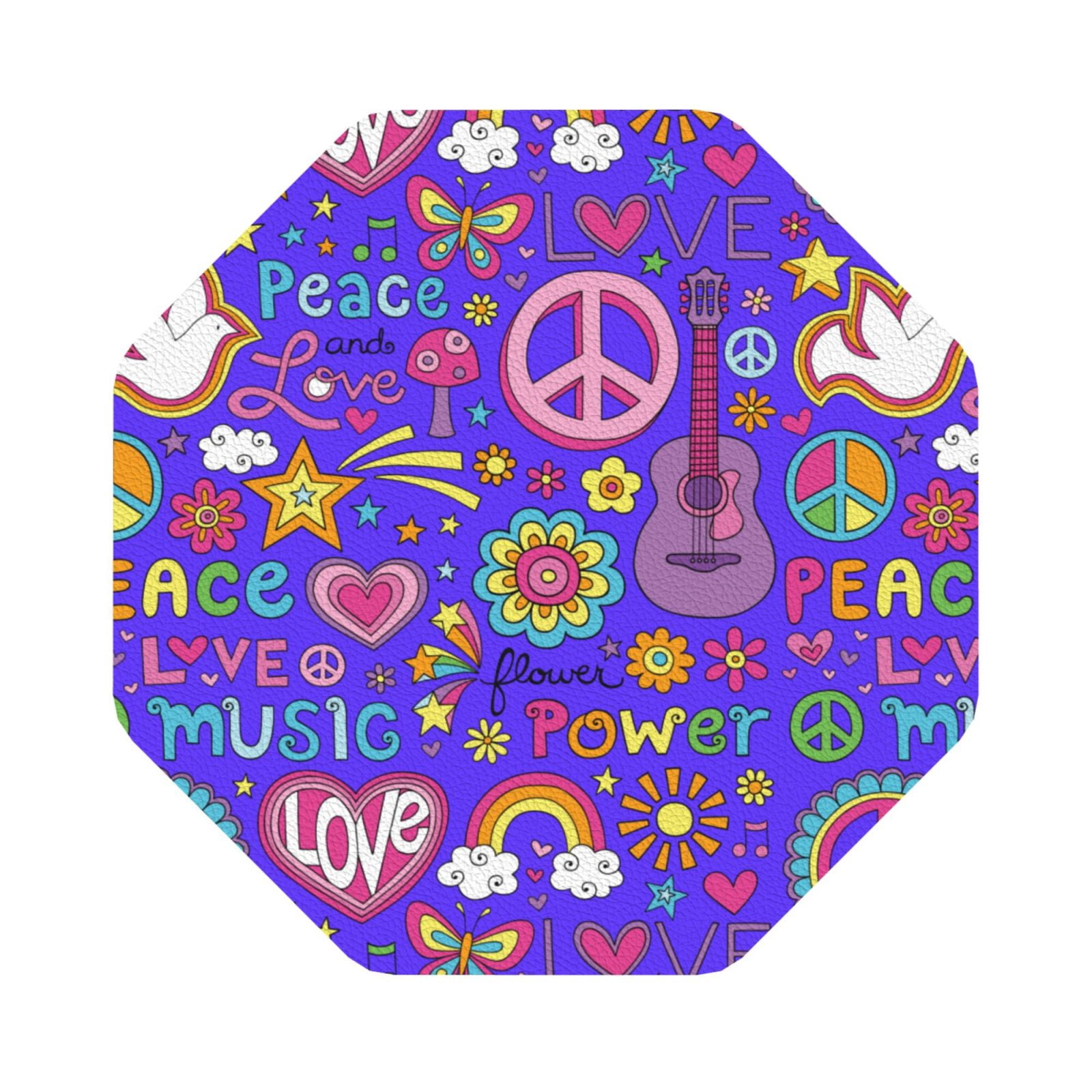 Balery 6 Pcs Peace Love And Dove Flower Powerleather Coasters Set ...