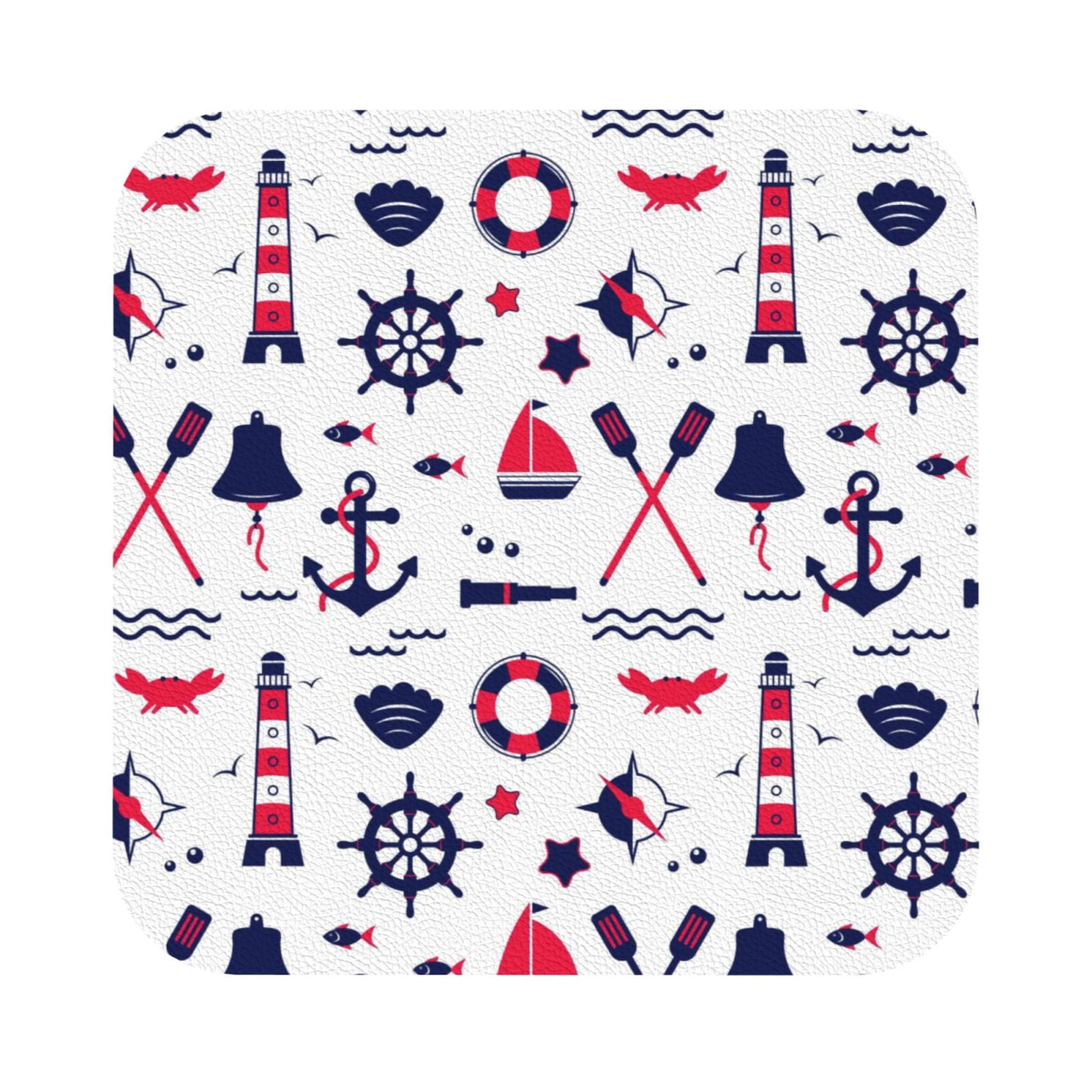 Balery 6 Pcs Sailing Marine Travelleather Coasters Set, Drink Table Cup ...