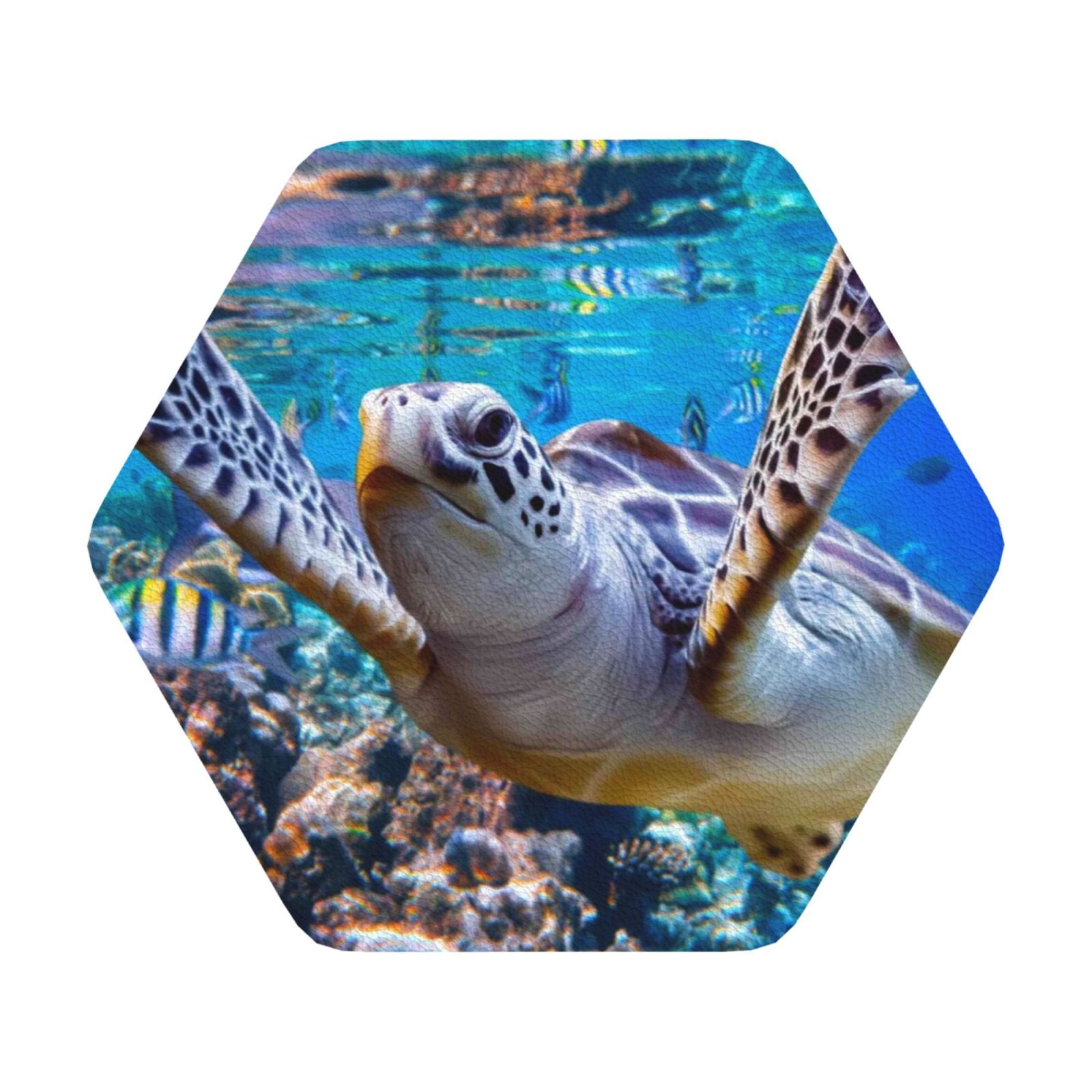 Balery 6 Pcs Sea Turtle Swimsleather Coasters Set, Drink Table Cup ...