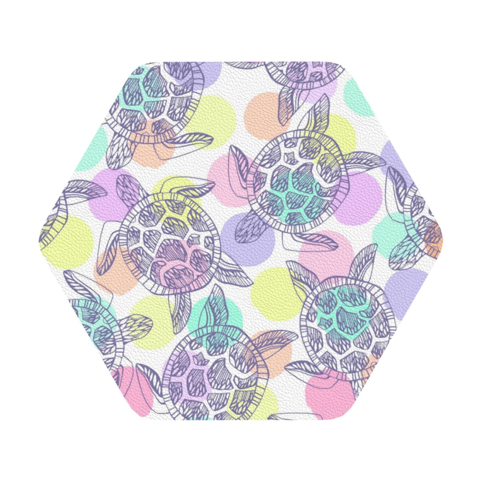 Balery 6 Pcs Sea Turtlesleather Coasters Set, Drink Table Cup Coasters ...