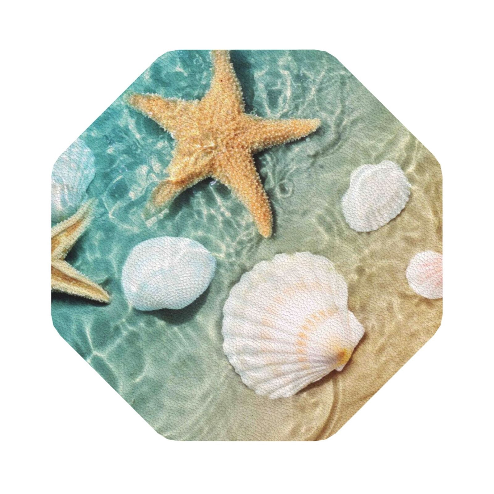 Balery 6 Pcs Starfish And Seashell On The Summer Beachleather Coasters ...
