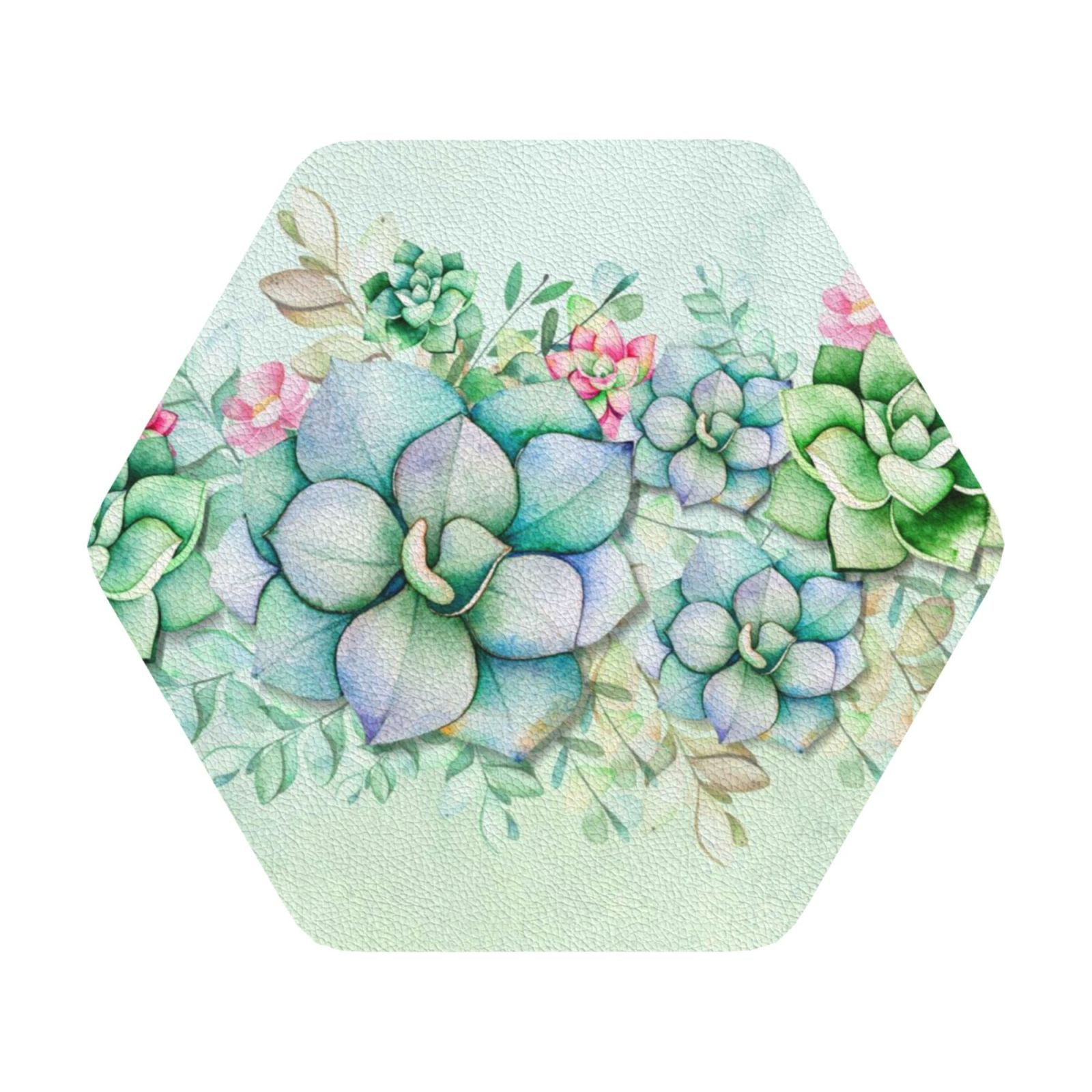 Balery 6 Pcs Succulentleather Coasters Set, Drink Table Cup Coasters ...