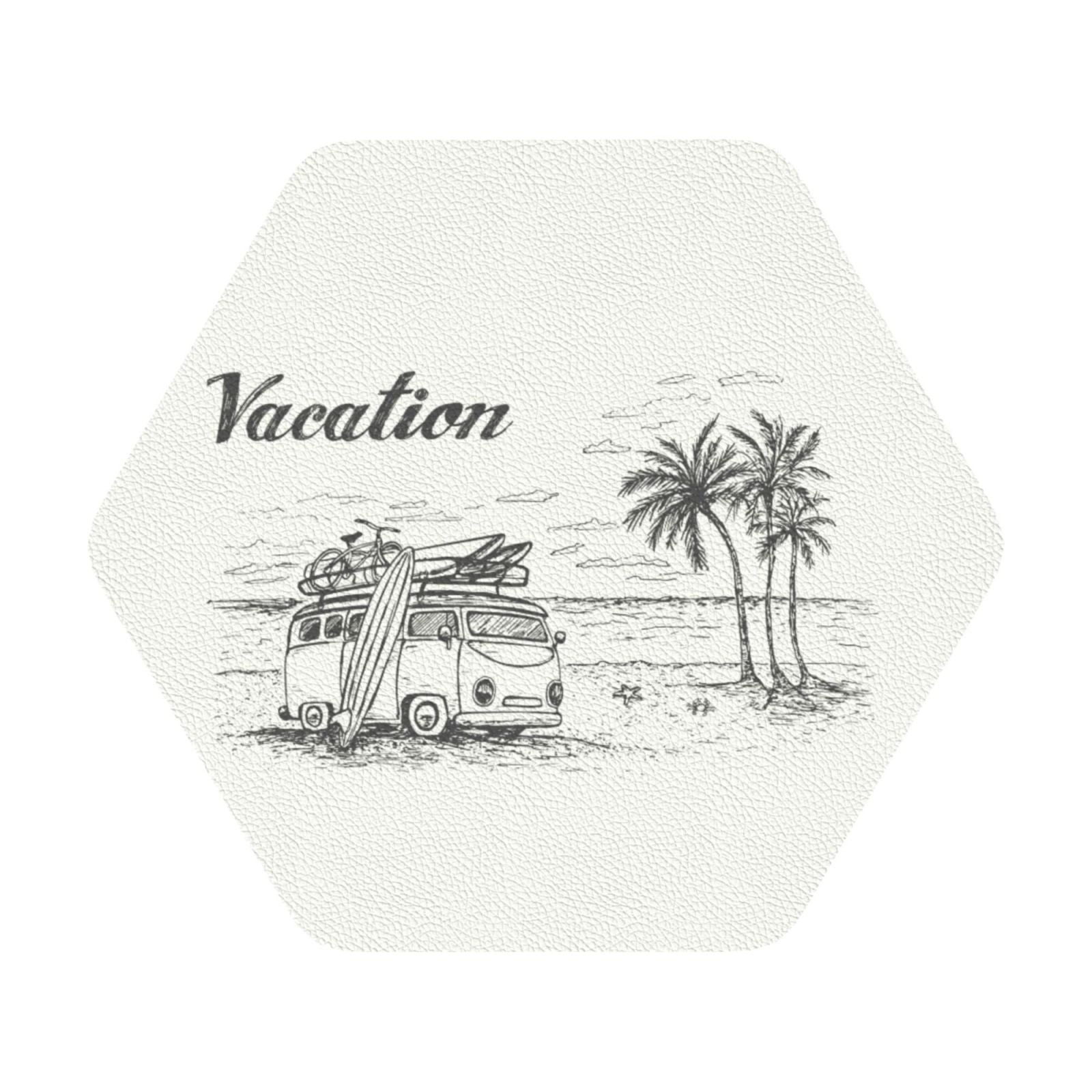 Balery 6 Pcs Summer Vacation Scene With Camping Vanleather Coasters Set ...