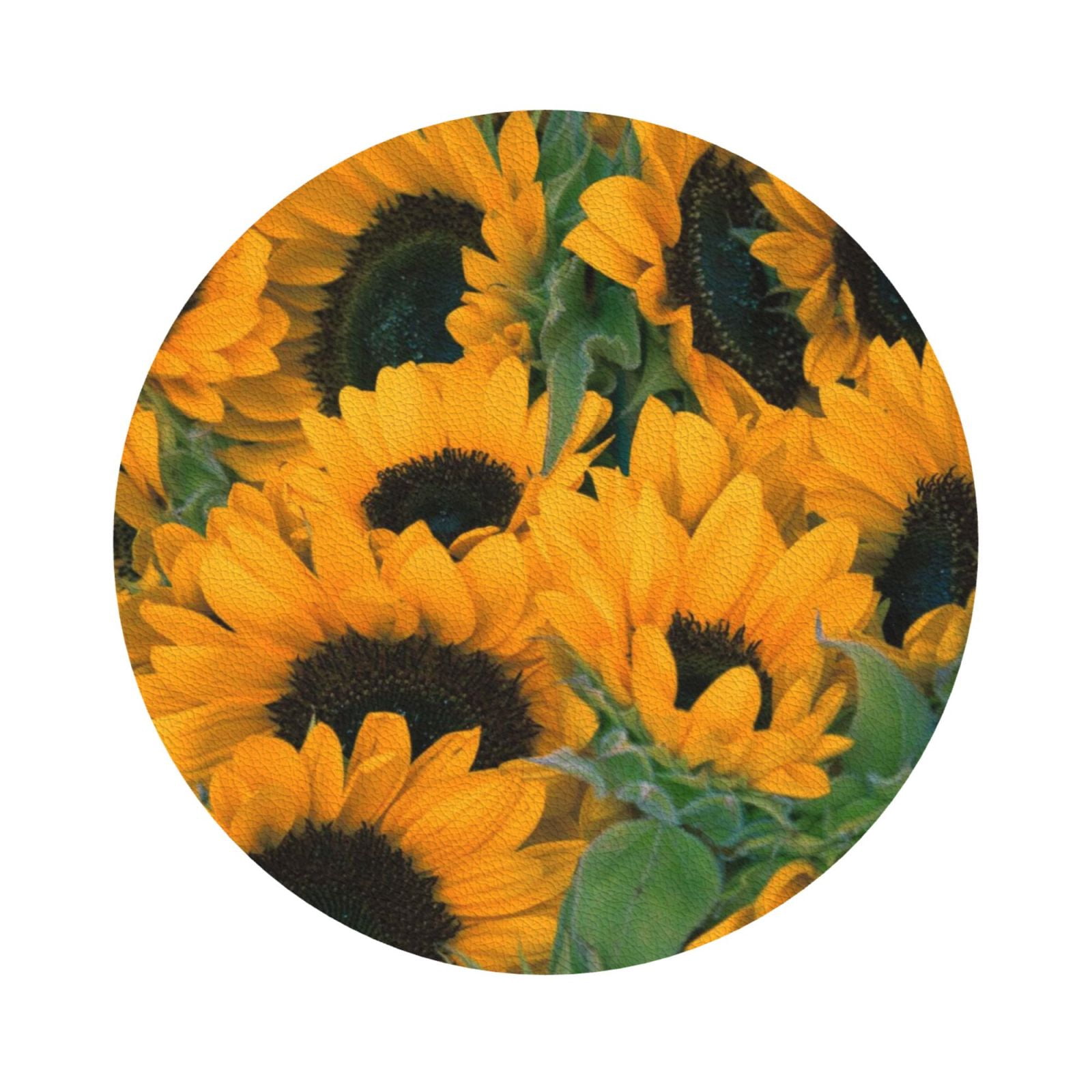 Balery 6 Pcs Sunflowers 7leather Coasters Set, Drink Table Cup Coasters ...