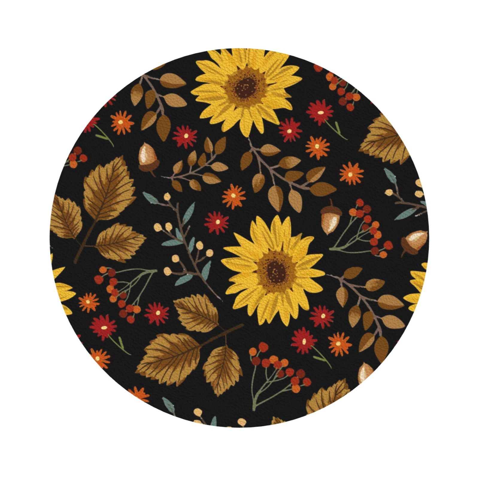 Balery 6 Pcs Sunflowers Leavesleather Coasters Set, Drink Table Cup ...