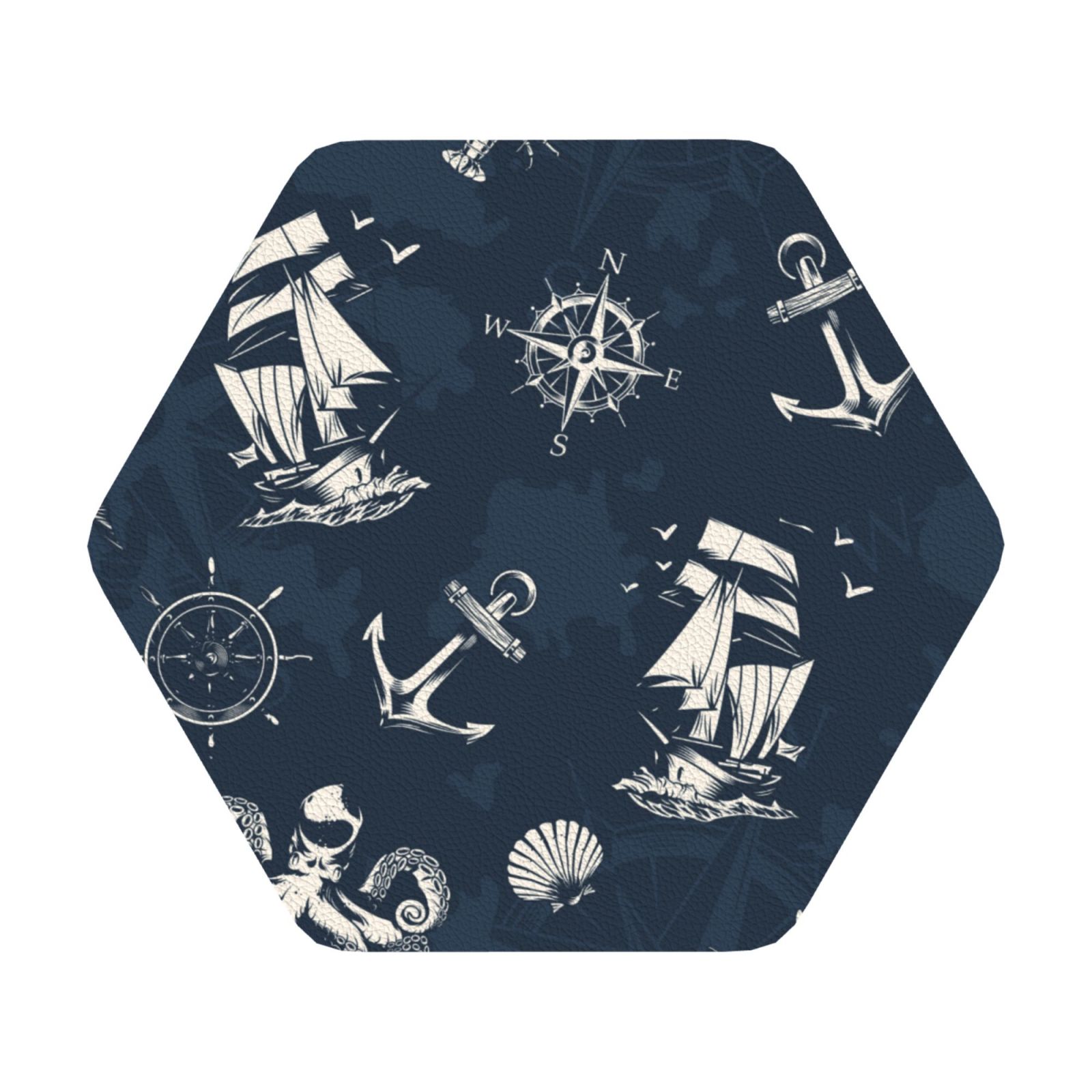 Balery 6 Pcs Vintage Marineleather Coasters Set, Drink Table Cup ...