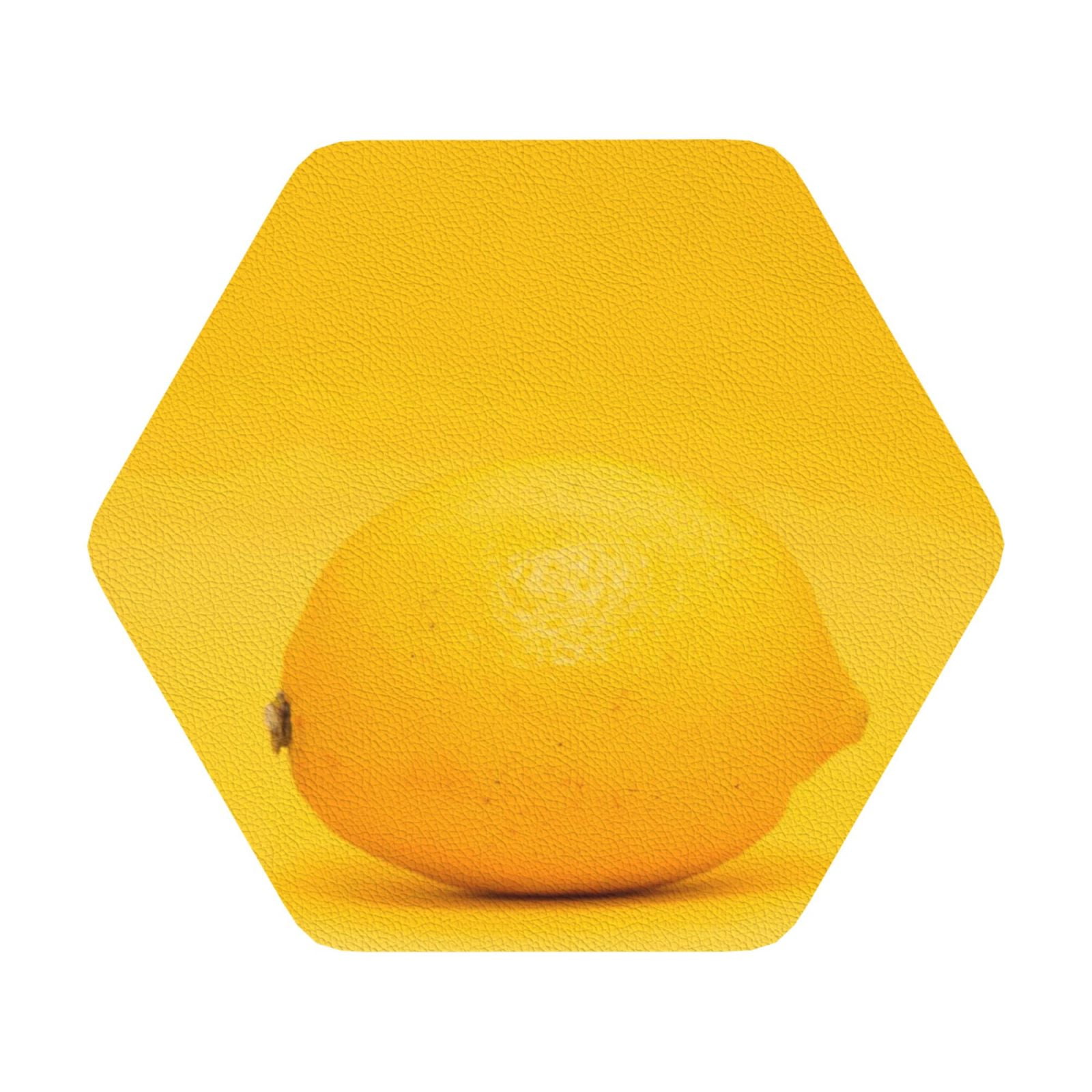 Balery 6 Pcs Yellow Lemonleather Coasters Set, Drink Table Cup Coasters ...