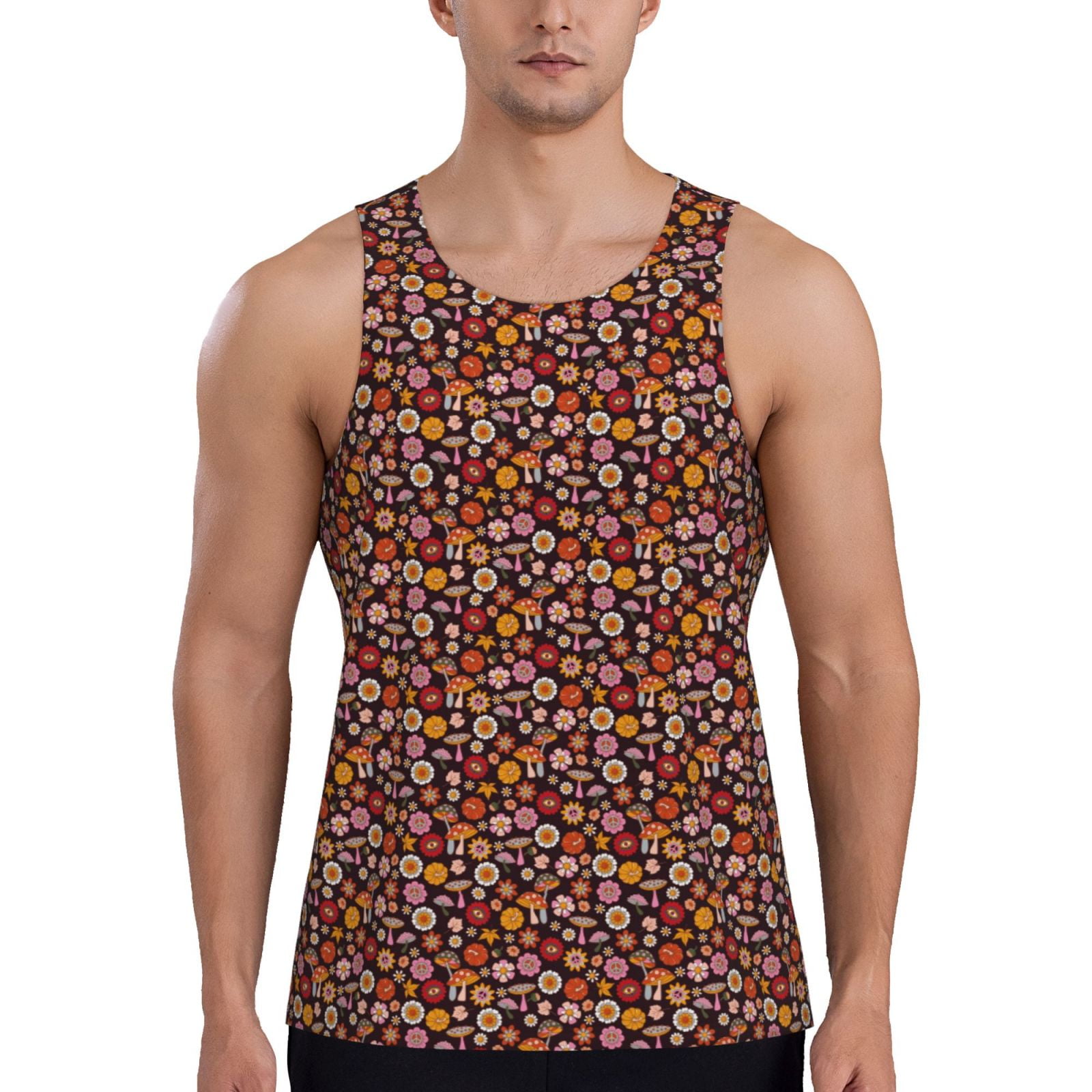 Balery 70s Groovy Hippie Retro Pattern Men's Workout Tank Top Gym ...