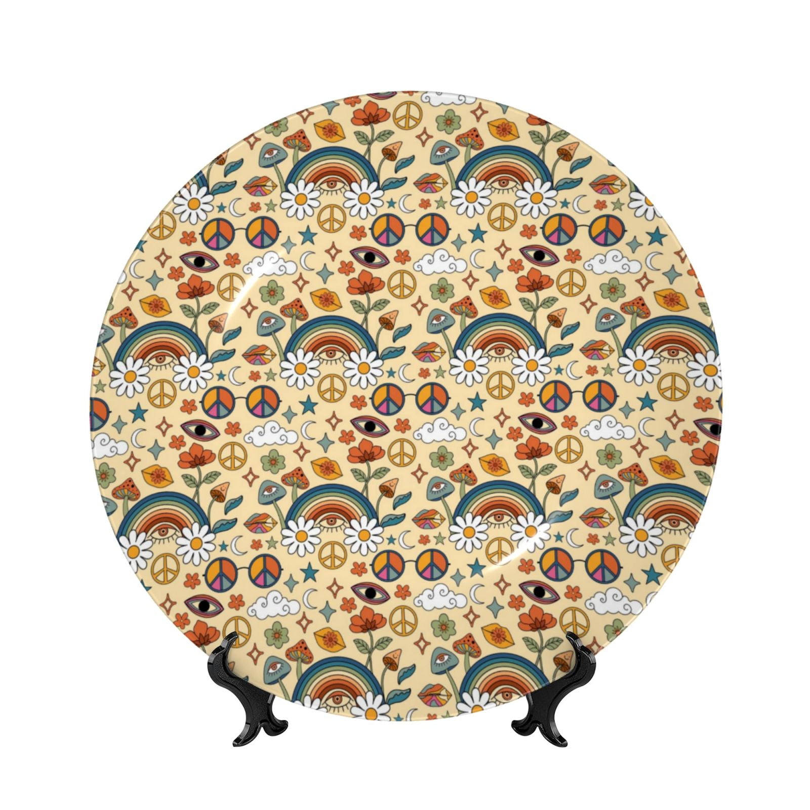 Balery 70s Hippie Style Print Bone China Decorative Plate Ceramic ...
