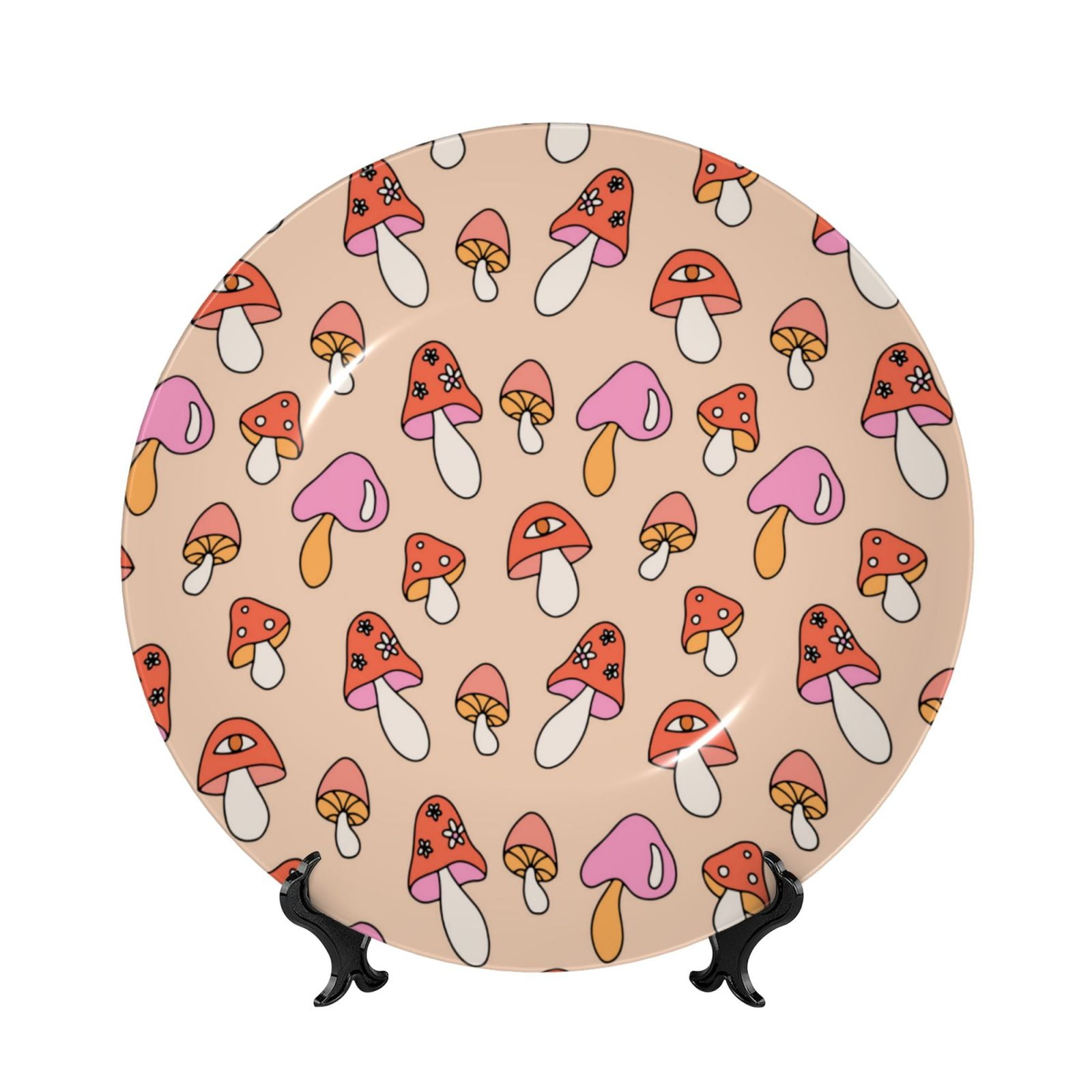 Balery 70s Mushroom Print Bone China Decorative Plate Ceramic Dinner ...