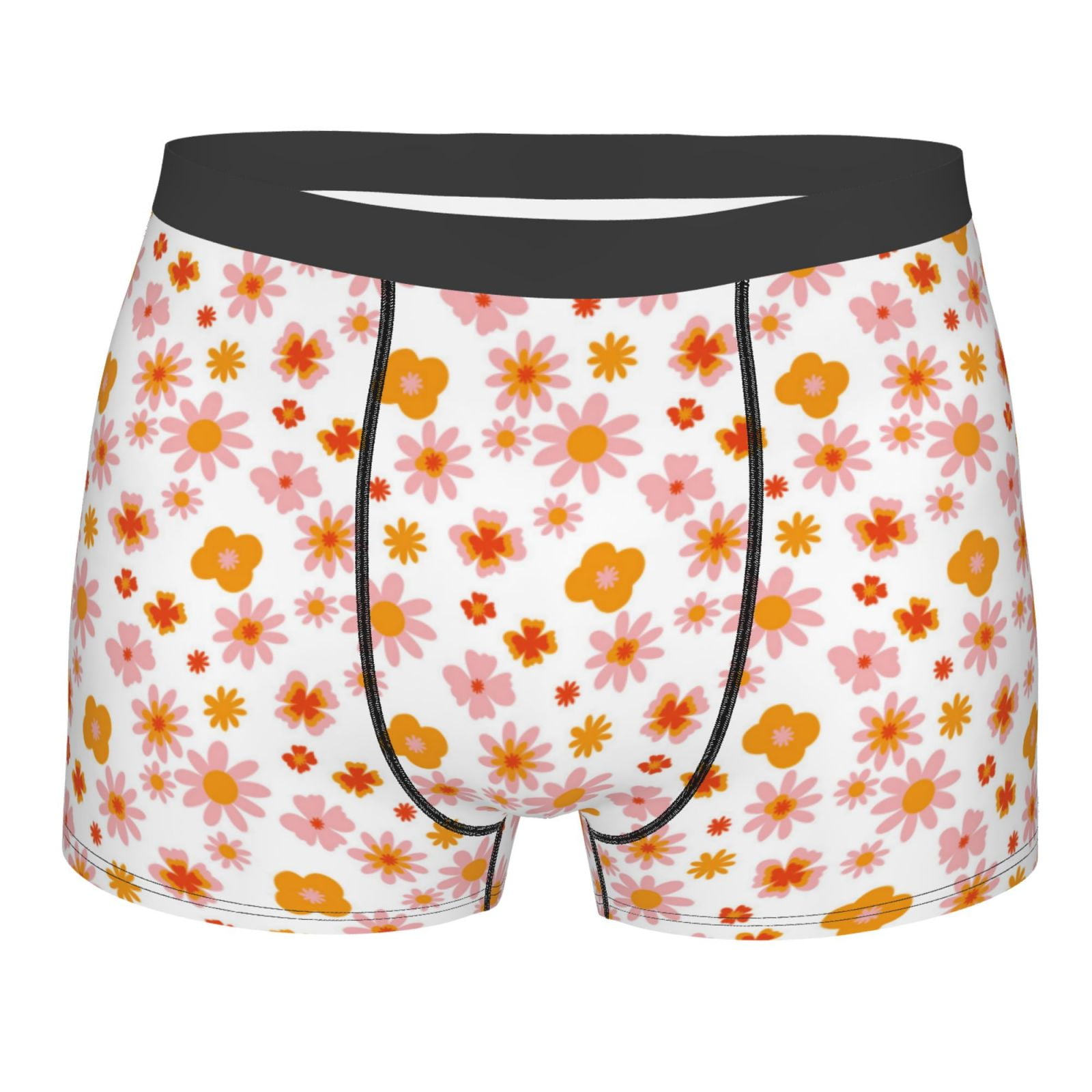 Balery 70s Retro Flowers Men's Boxer Briefs, Soft and Breathable Cotton ...