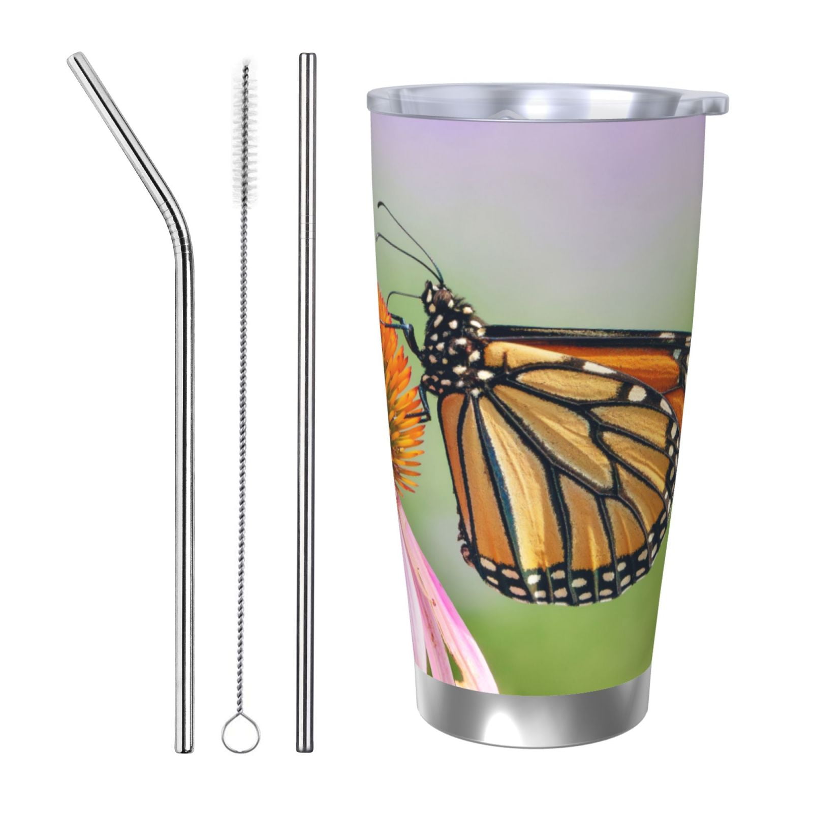 Balery A monarch butterfly Pattern 20oz Insulated Car Cup with Dual ...