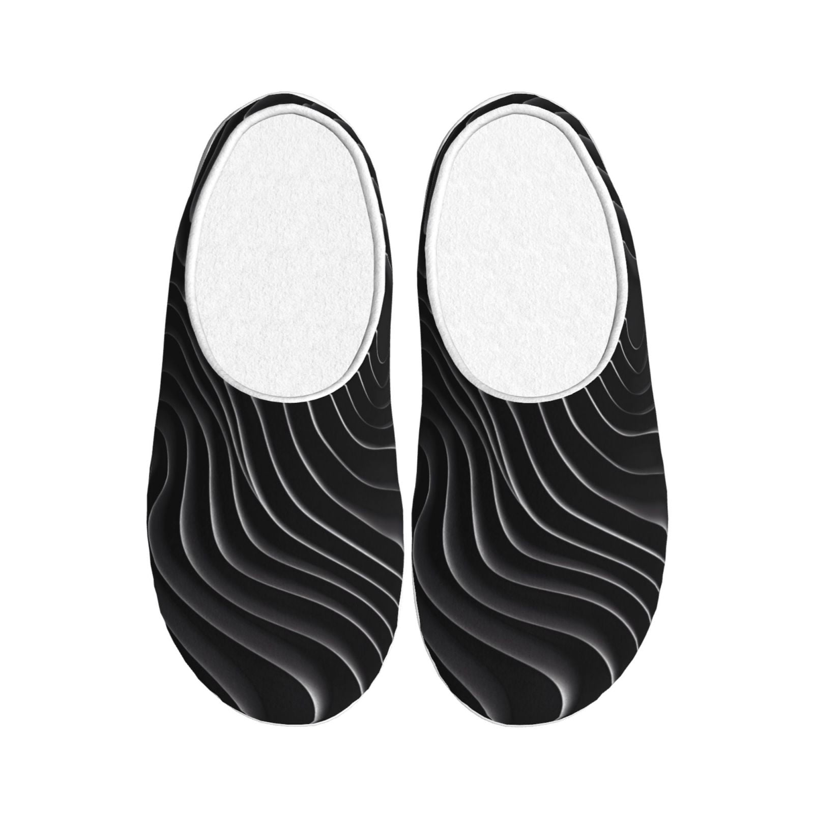 Balery Abstract Black And White Waves Pattern Women's Fuzzy Memory Foam ...