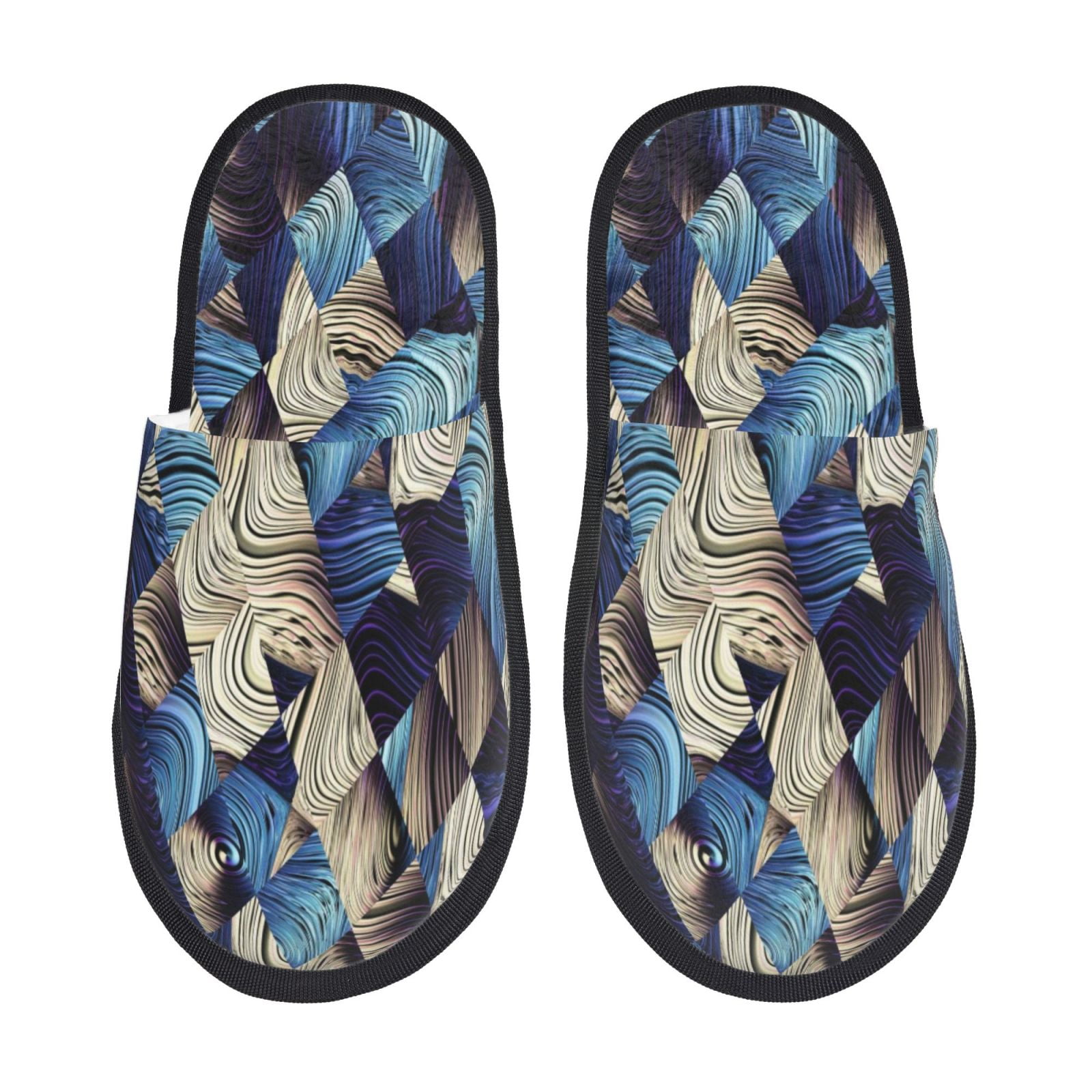 Balery Abstract Blue Squares Slient Indoor Furry Fleece Comfort House ...