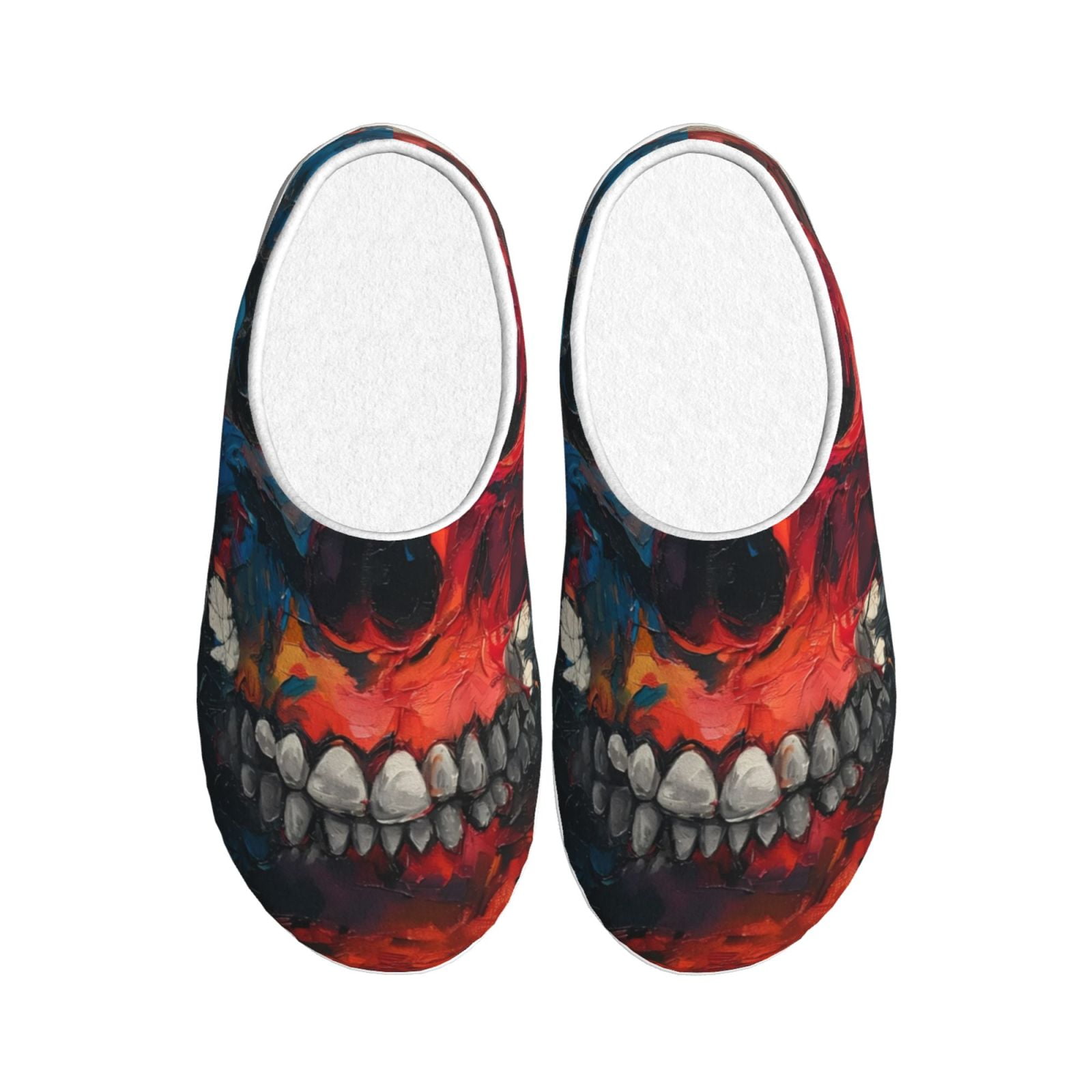 Balery Abstract Colorful Skull Art Pattern Women's Fuzzy Memory Foam ...