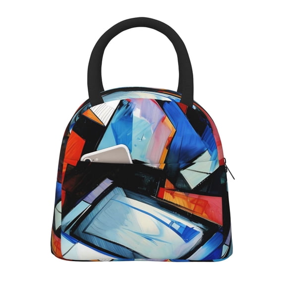 Balery Abstract Cubist Printer Pattern Lunch Bag Women, Lunch Box ...