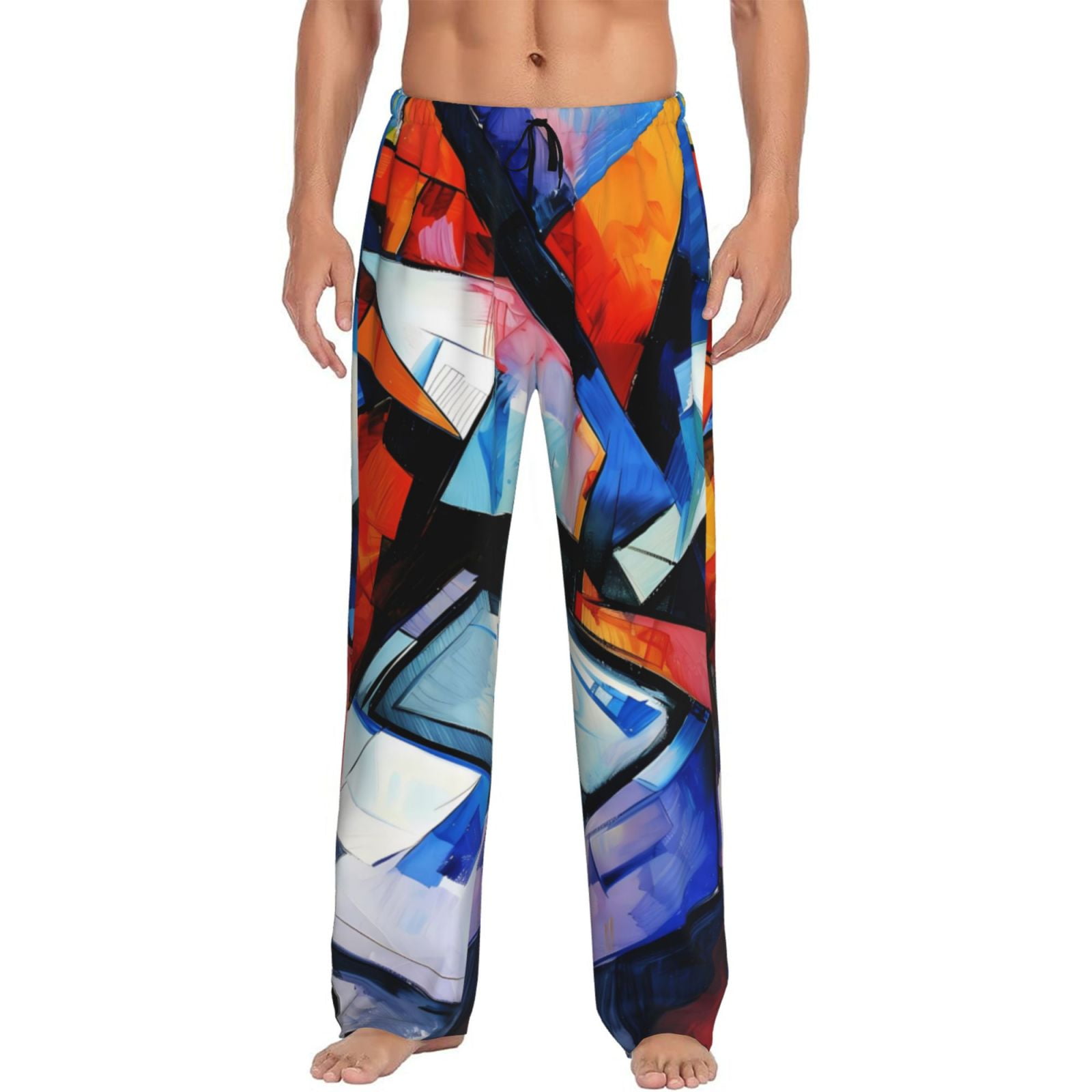 Balery Abstract Cubist Printer print Men's Pajama Pants,Ultra Lightweight Pjs,Lounge Pant-Large ...
