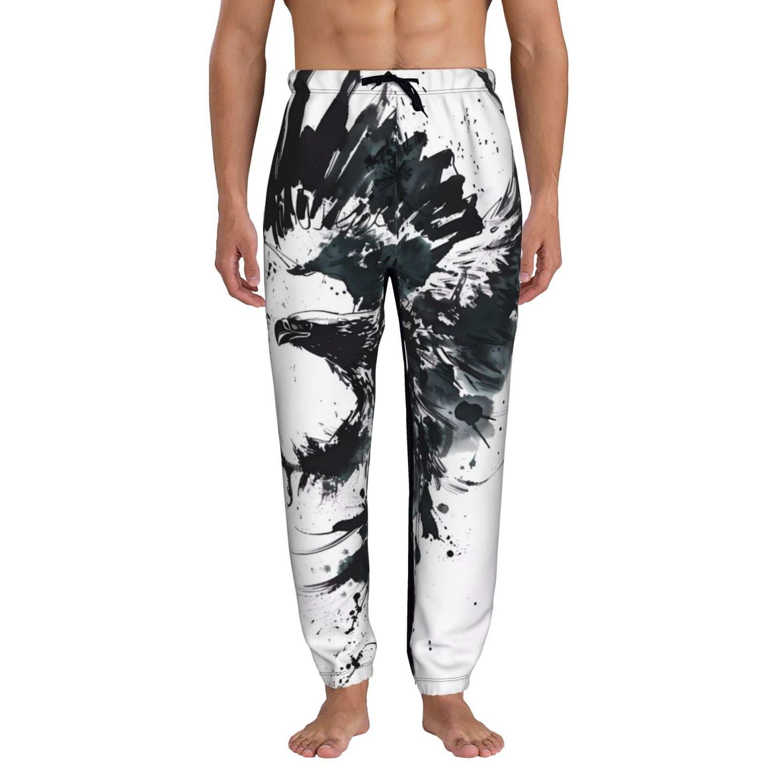 Balery Abstract Eagle Ink Pattern Joggers for Men Athletic Workout ...