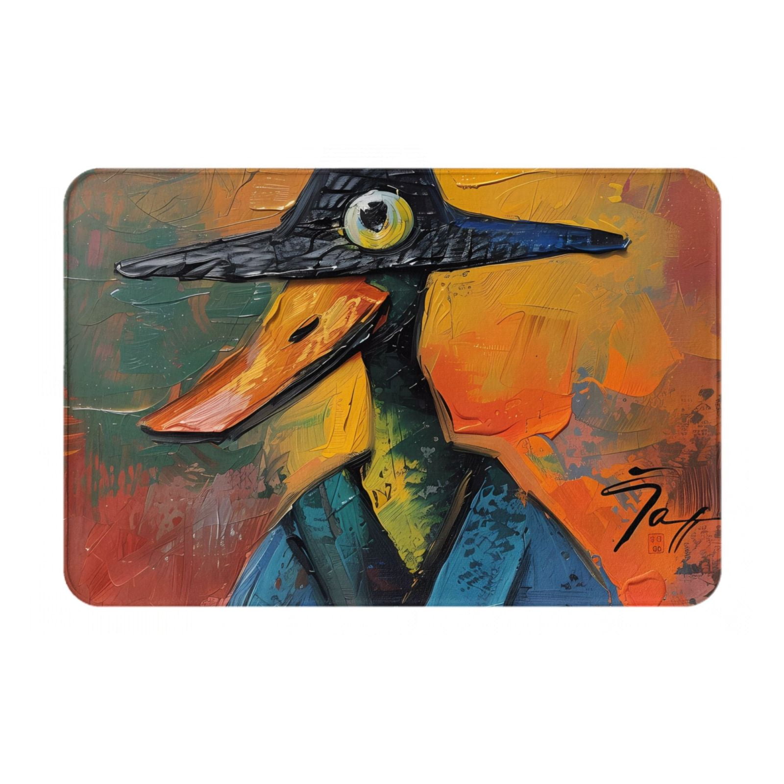 Balery Abstract Funny Duck Doormat, Durable Flannel Fabric, Waterproof ...