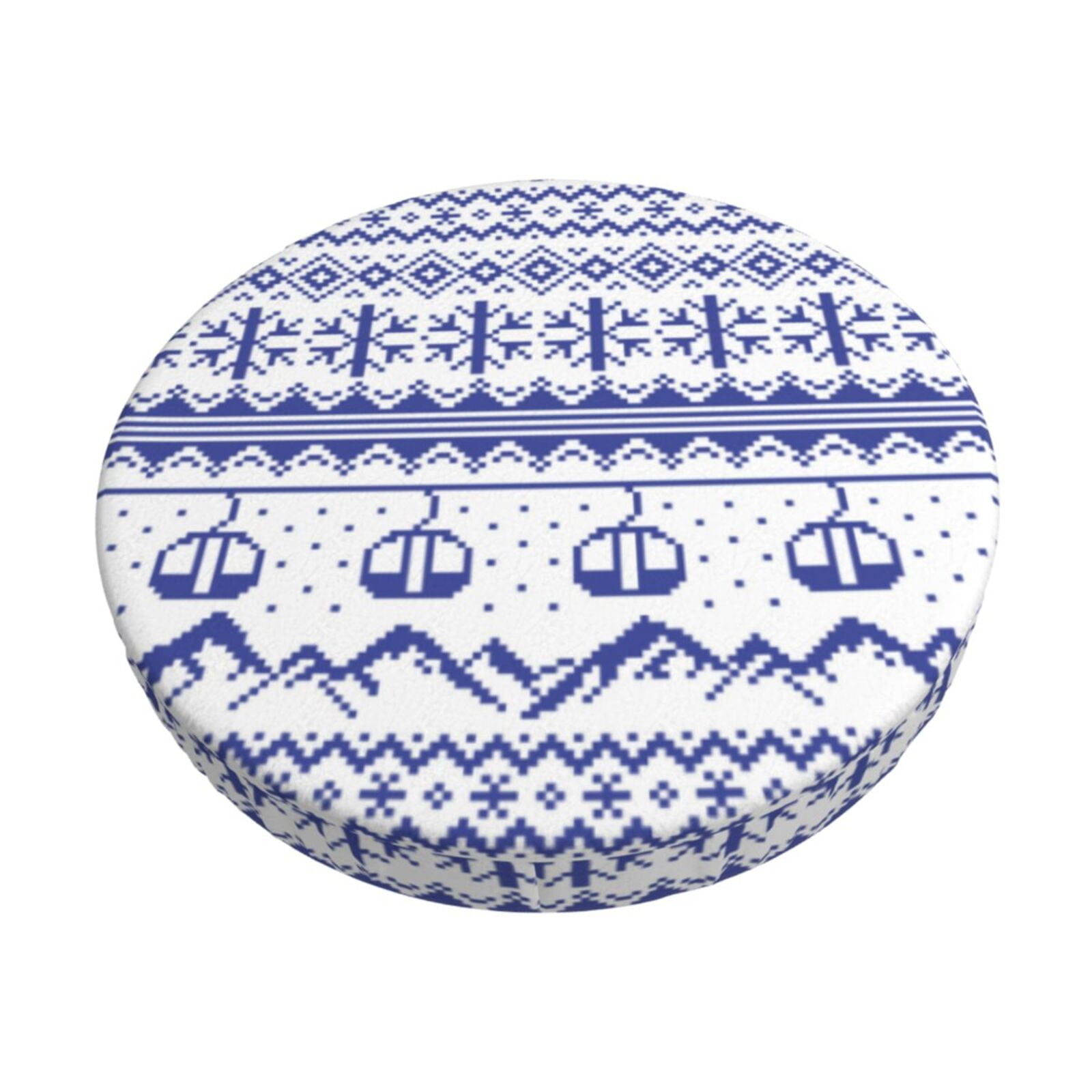 Balery Abstract Gondola Snowflake Round Bar Stool Seat Covers Velvet ...