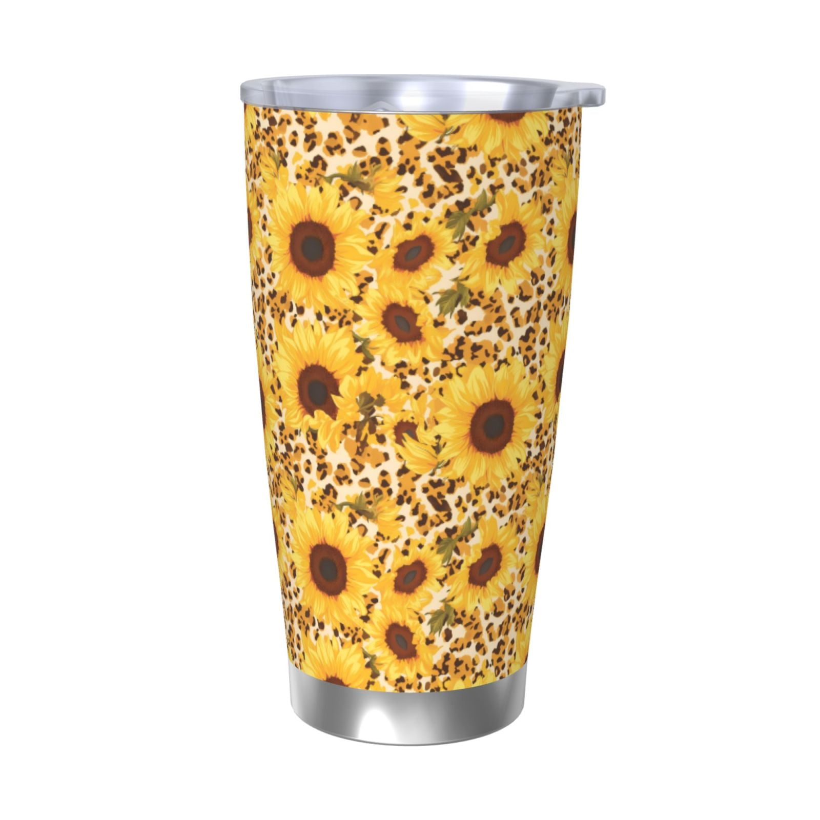 Balery Abstract Leopard Print Sunflower Pattern 20oz Insulated Car Cup ...