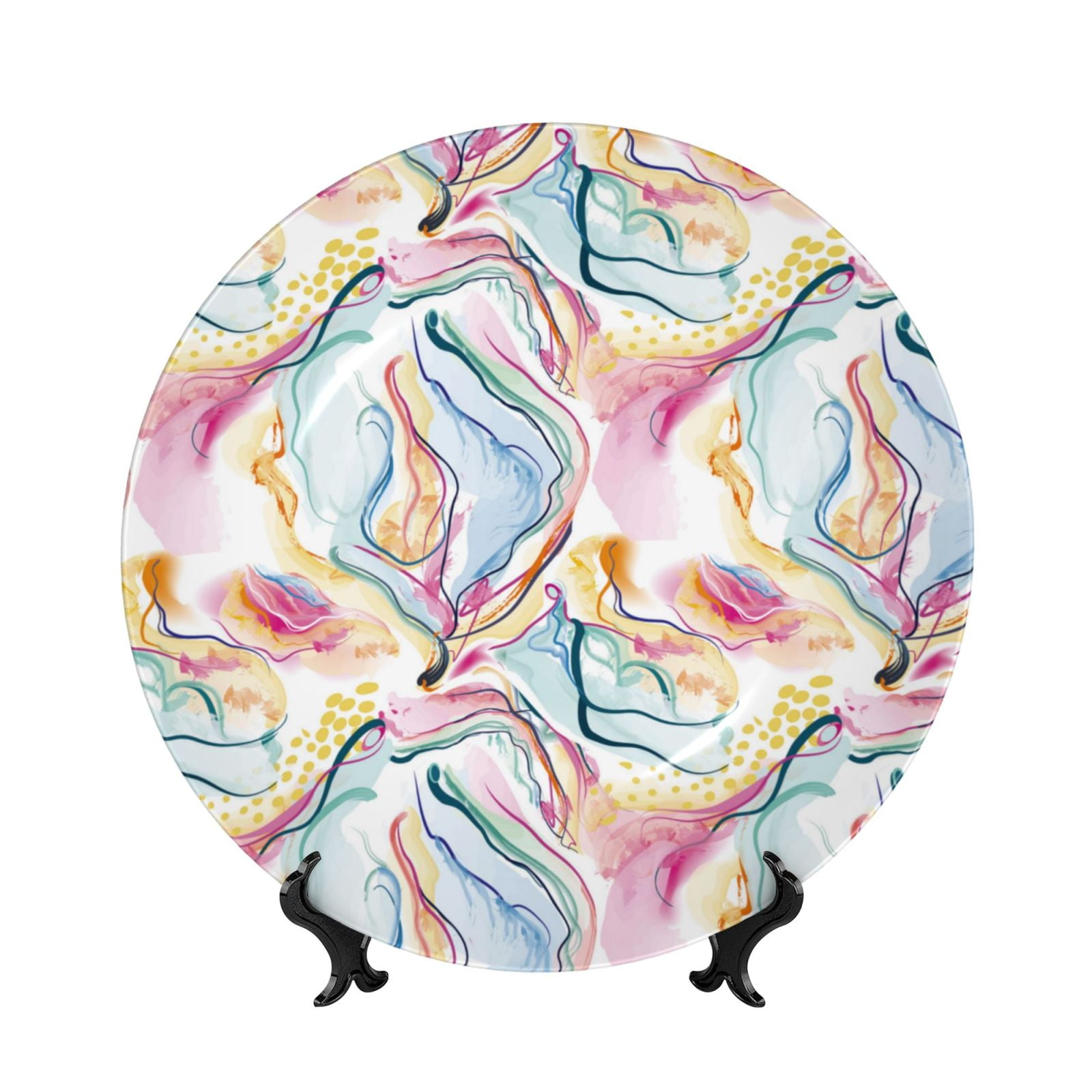 Balery Abstract Marble Texture Print Bone China Decorative Plate ...