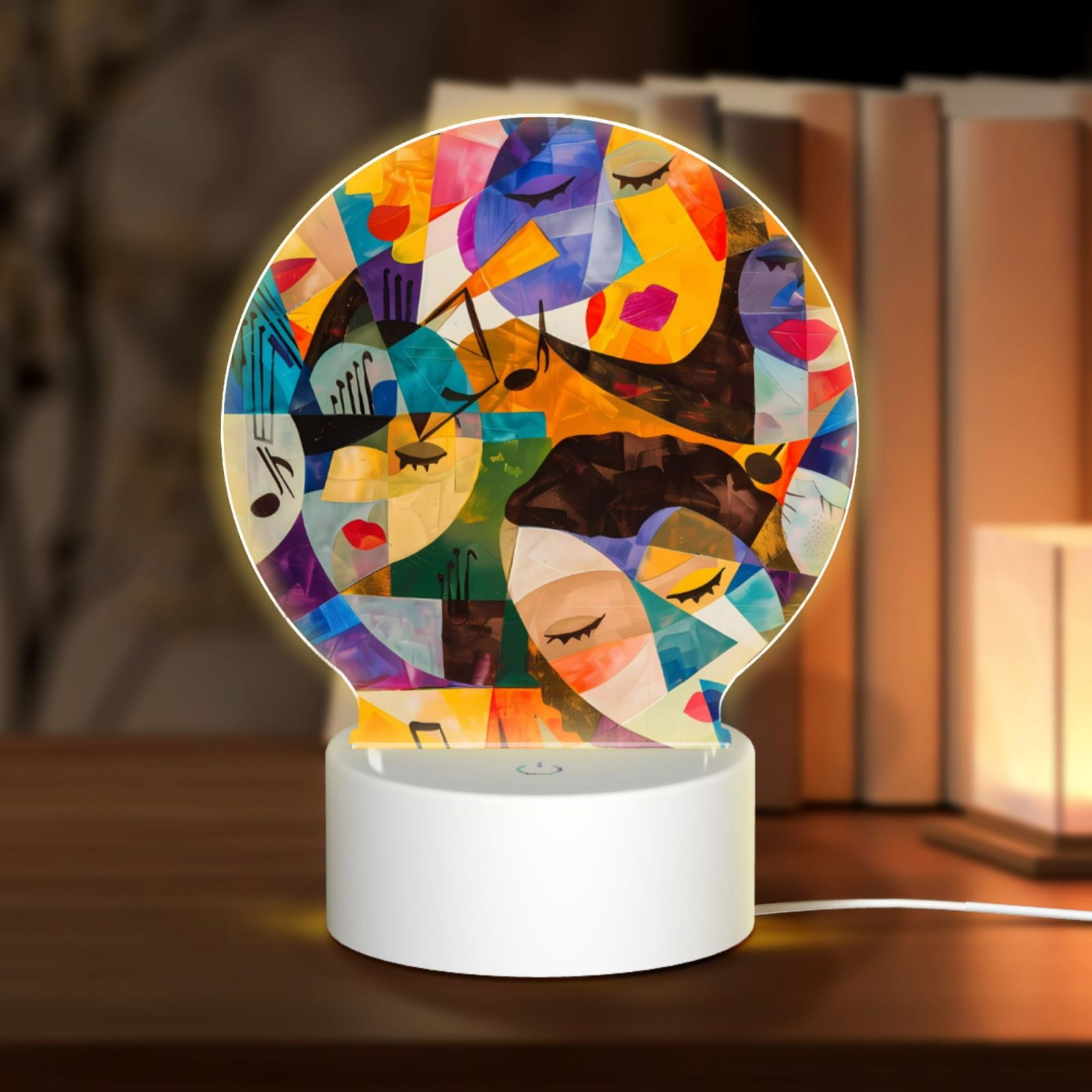 Balery Abstract Musical Faces Pattern Acrylic Night Light Gift with 3 ...
