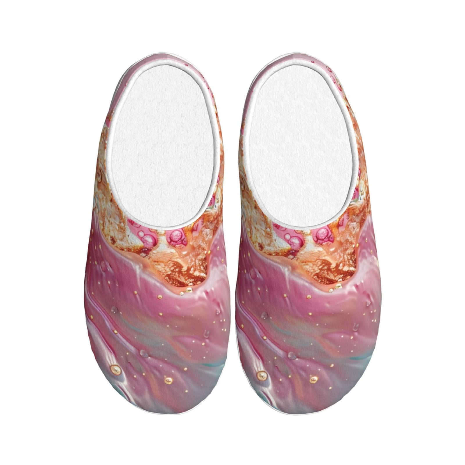 Balery Abstract Pink Gold Splash Pattern Women's Fuzzy Memory Foam ...