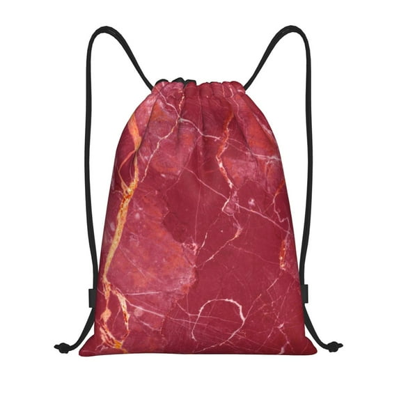 Balery Abstract Red Marble Pattern Drawstring Backpack Bag Sport Gym ...