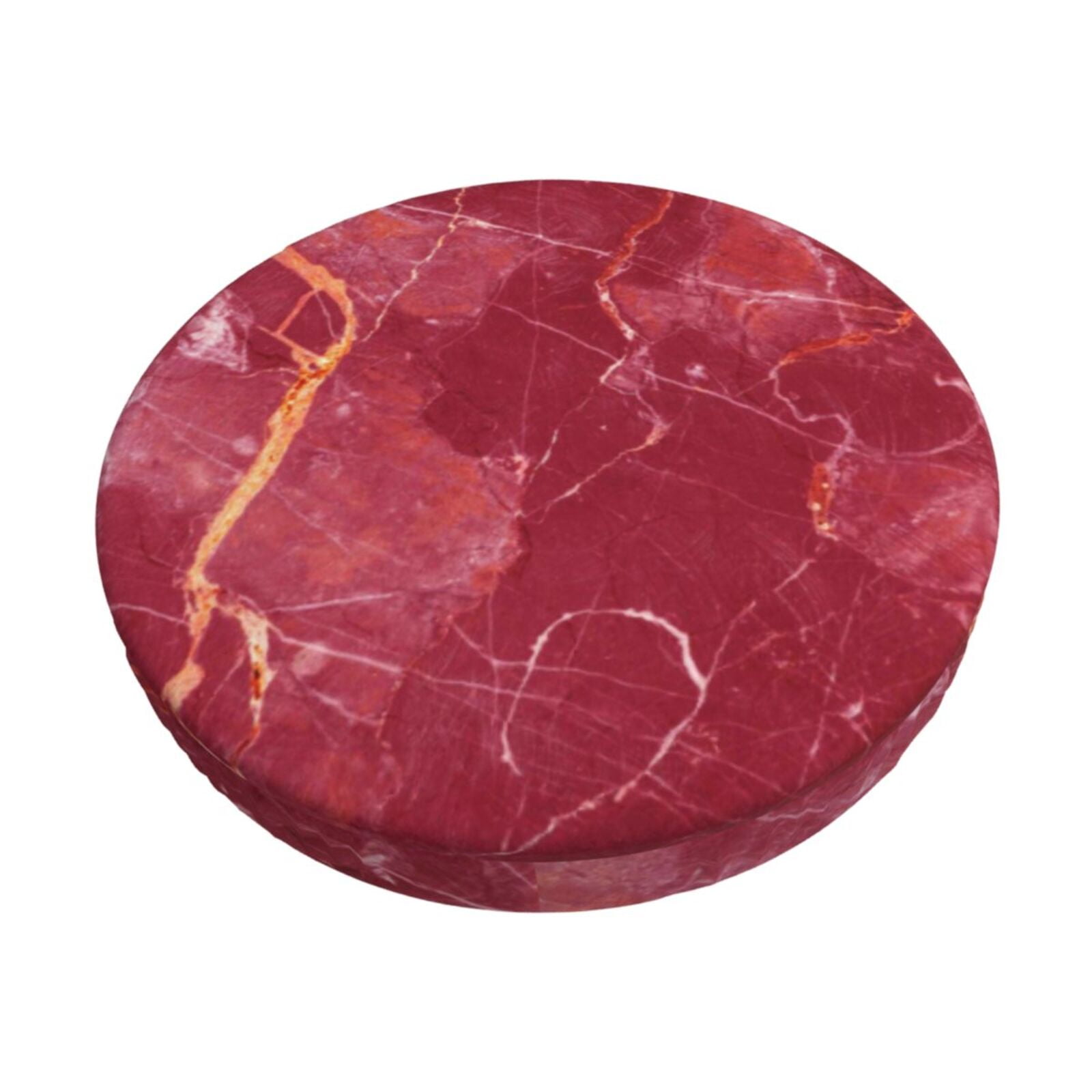 Balery Abstract Red Marble Round Bar Stool Seat Covers Velvet Fabric ...