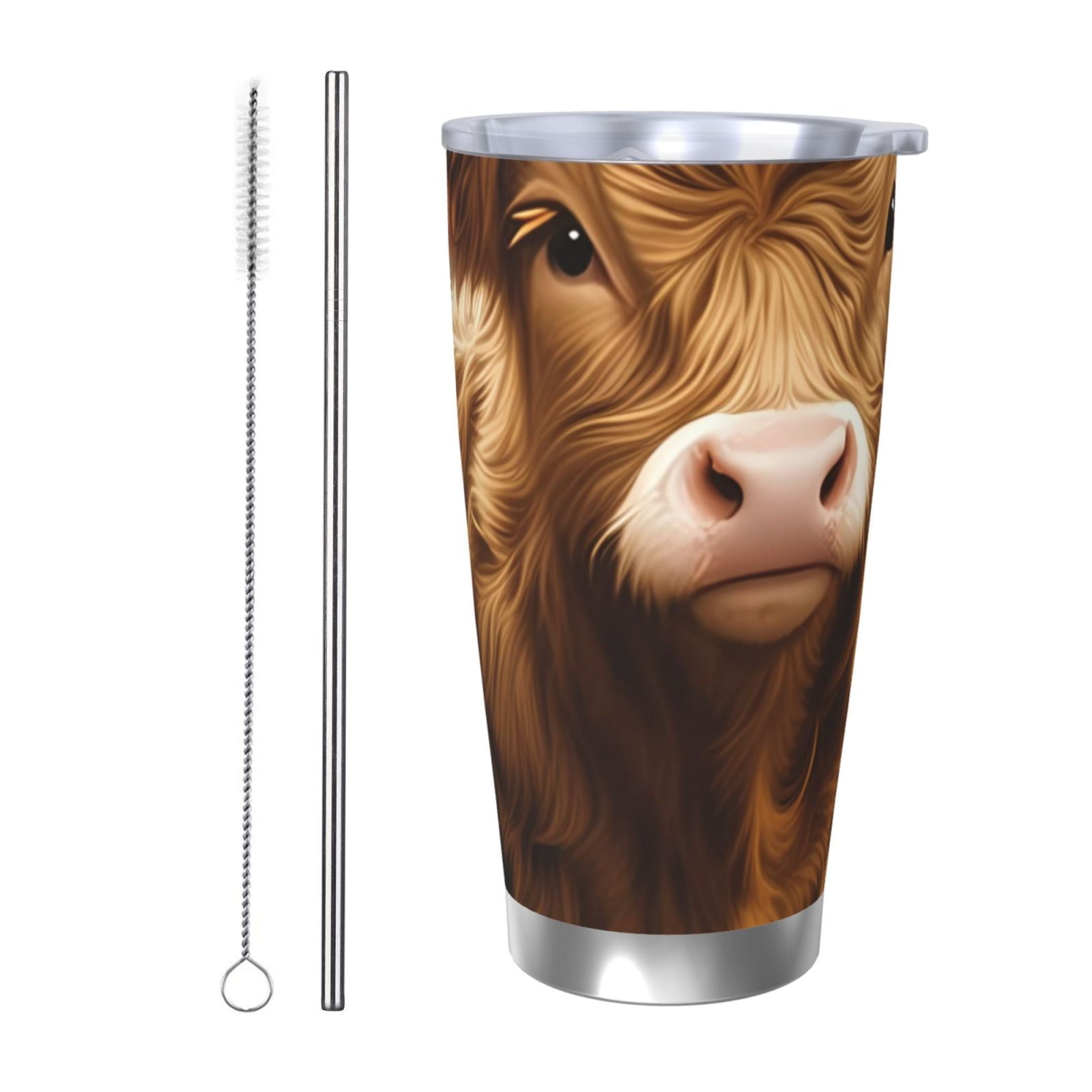 Balery Adorable Calf Butterflies Champagne Pattern 20oz Insulated Car Cup with Dual Drink Lids ...