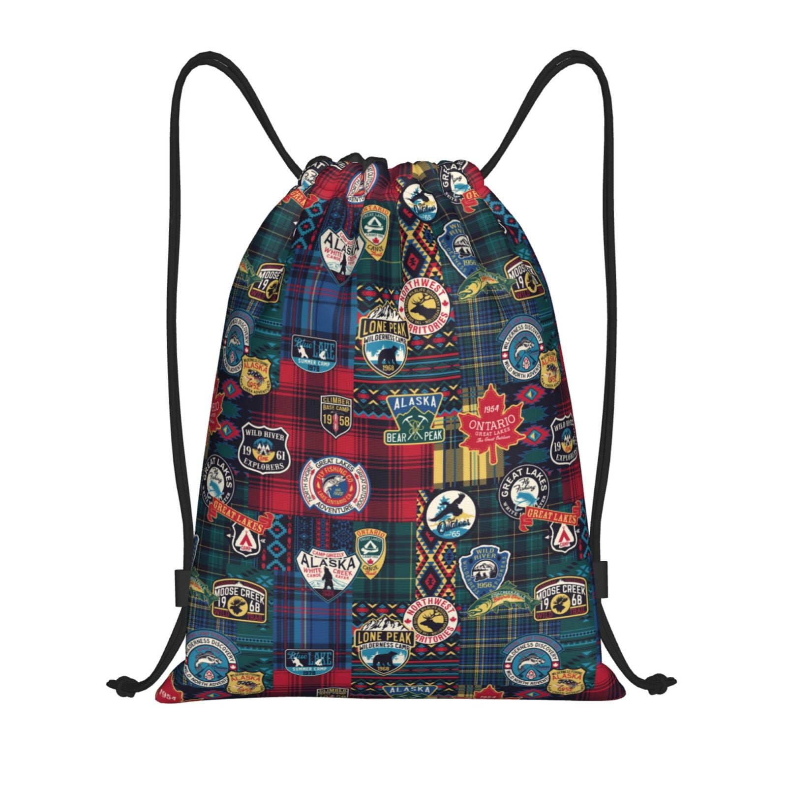 Balery Adventure Camping Badge Pattern Drawstring Backpack Bag Sport ...