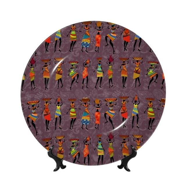 Balery African Women Print Bone China Decorative Plate Ceramic Dinner ...