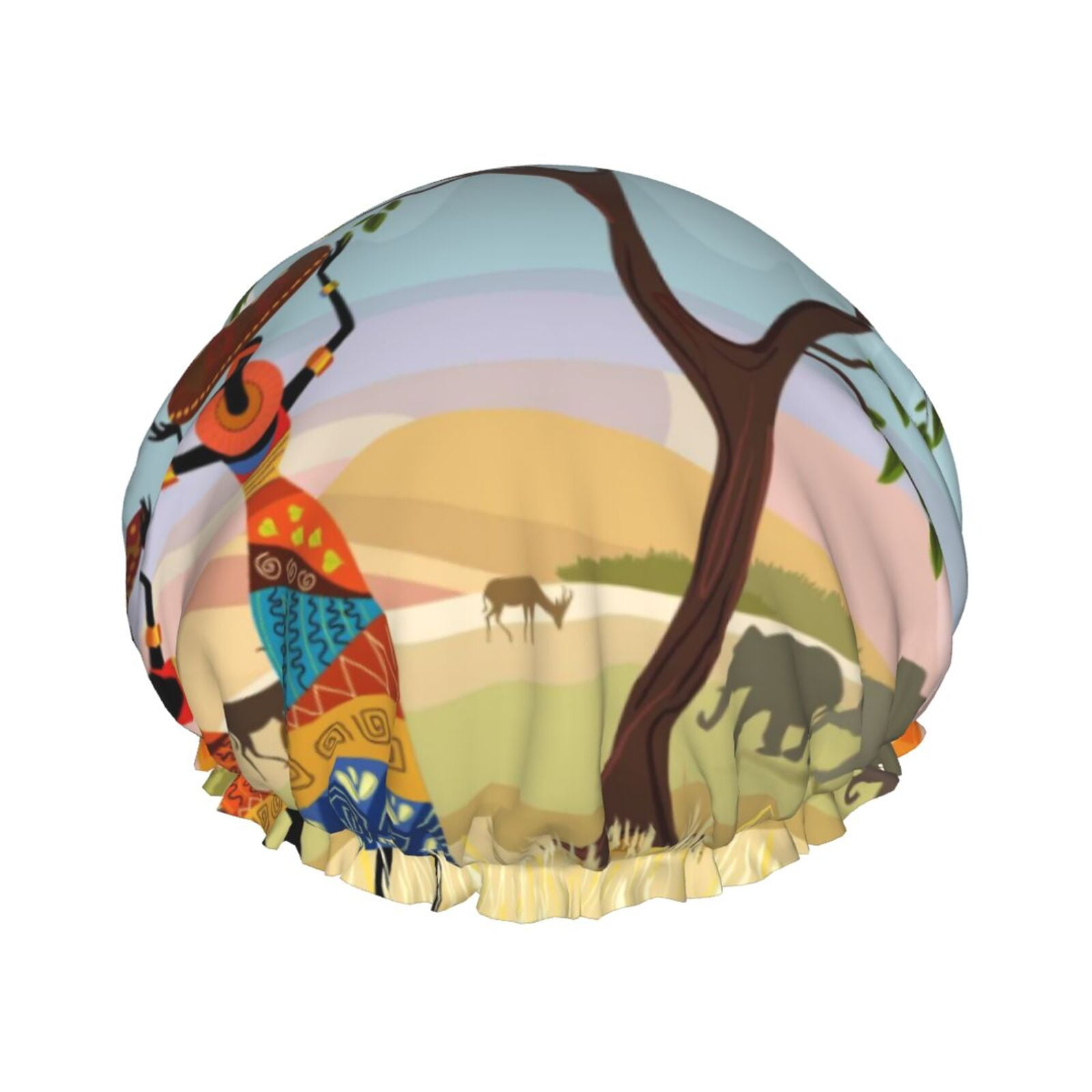 Balery African Women Shower Caps, Double Layer Waterproof Shower Cap ...