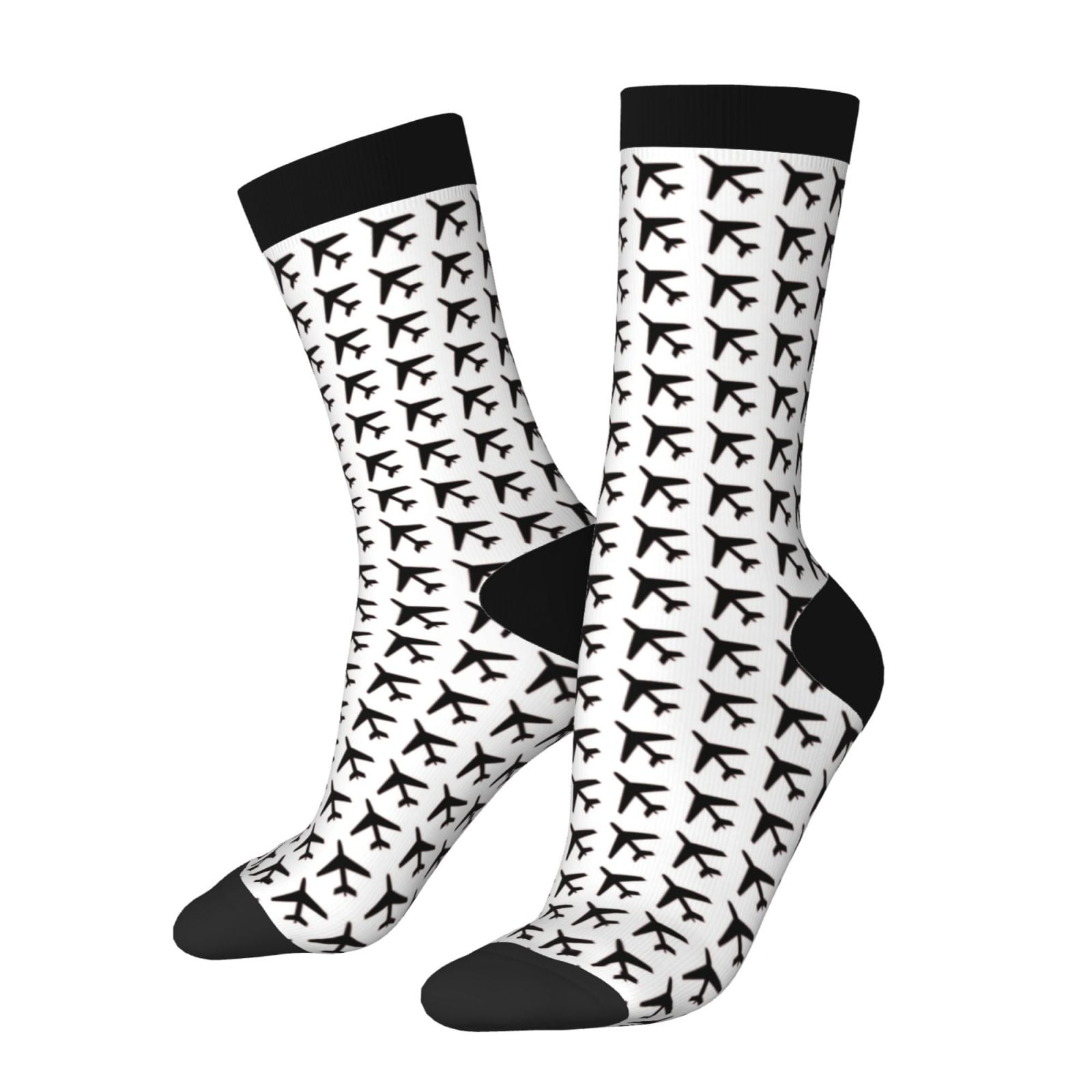 Balery Airplane Pattern Crew Socks Unisex– Soft & Breathable Socks for ...