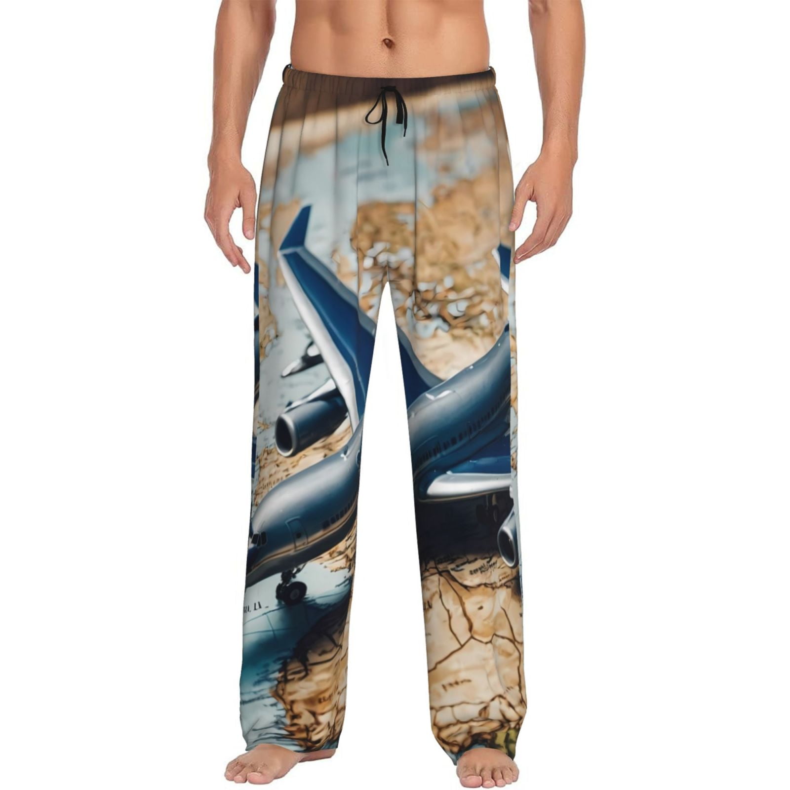 Balery Airplane World Map Adventure print Men's Pajama Pants,Ultra ...